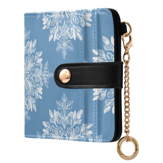 Christmas Square Shape Snowflakes Women's Wallet PU Leather Card Cases ...