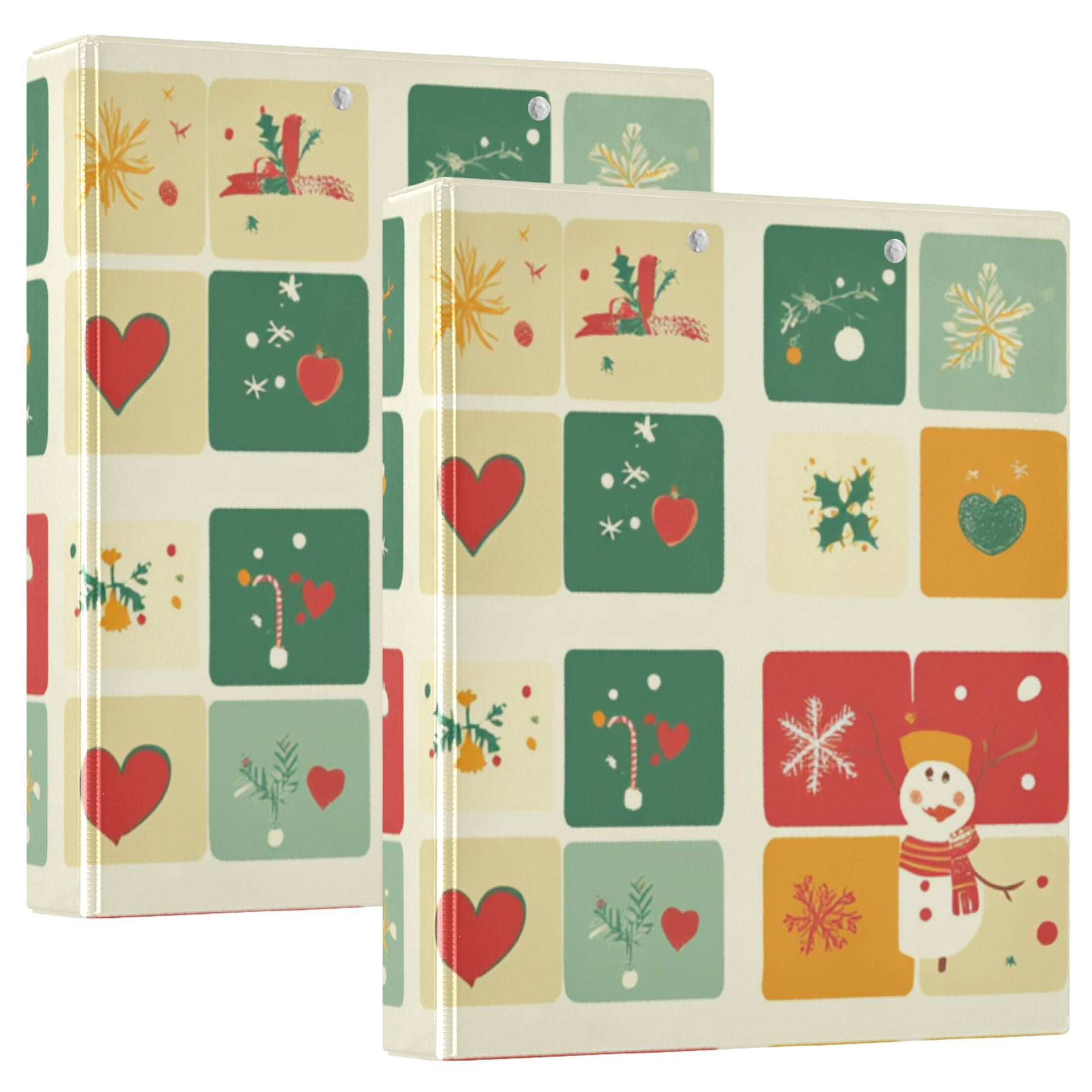 Christmas Squares 3 Ring Binders 1.5 inch Hardcover File Folders with ...