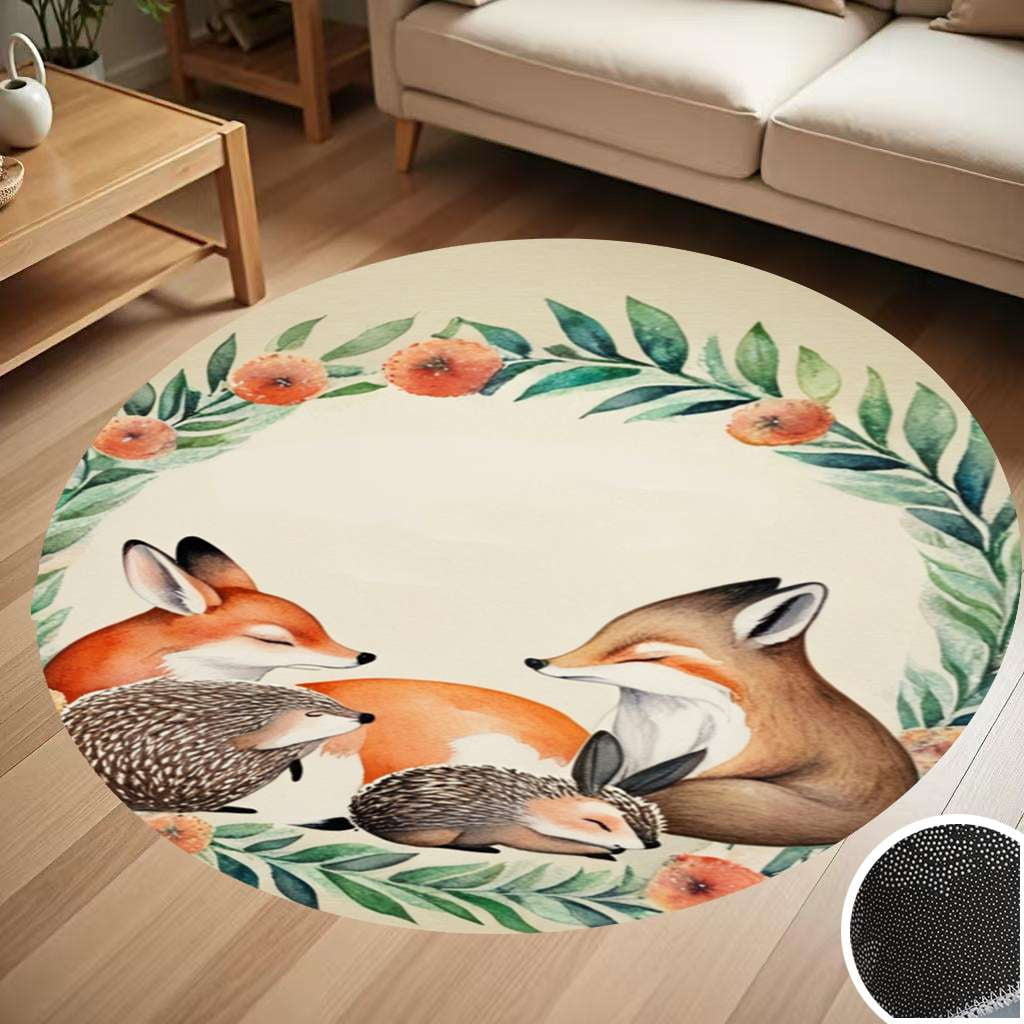 Christmas Squirrel Wreath Pattern Round Carpet Living Room Bedroom Home Decoration Coffee Table ...