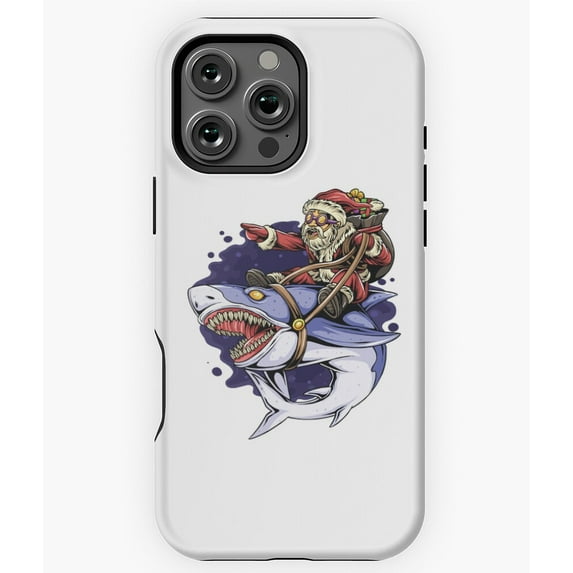 Christmas St. Nick Claus is Sitting Shark Phone Case for iPhone 16 15 ...