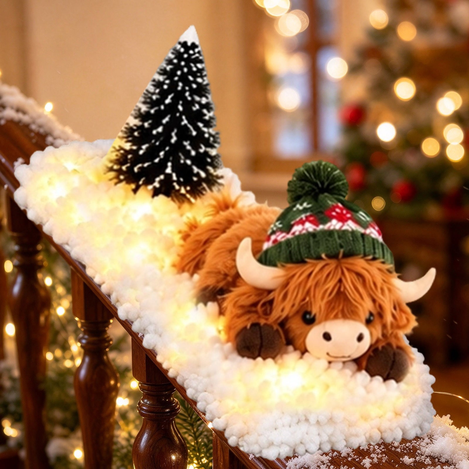 Christmas Stair Runner Lighted Highland Cow Stair Tread Decor For ...