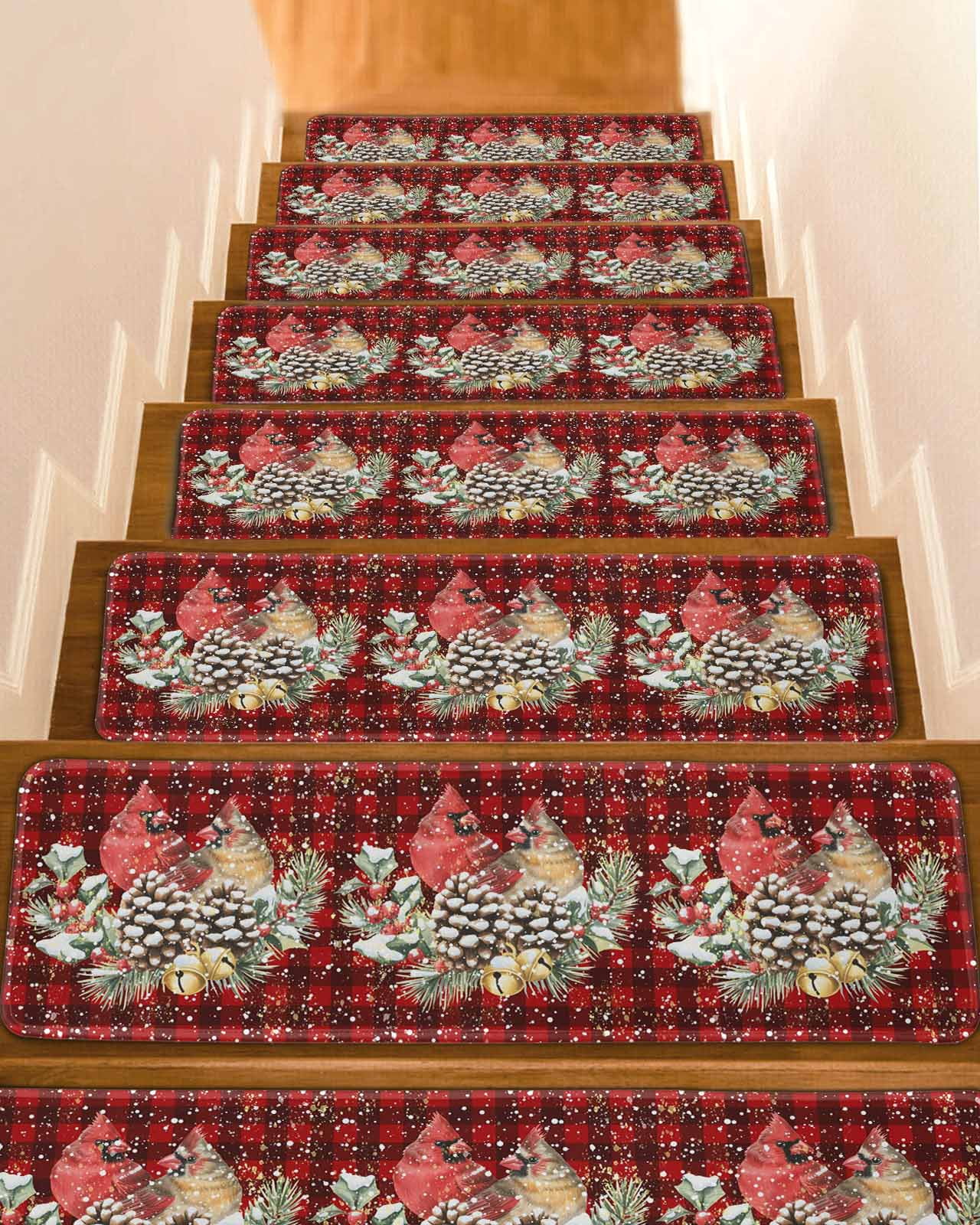 Christmas Stair Treads for Wooden Steps Indoor Runner Rug Carpet ...