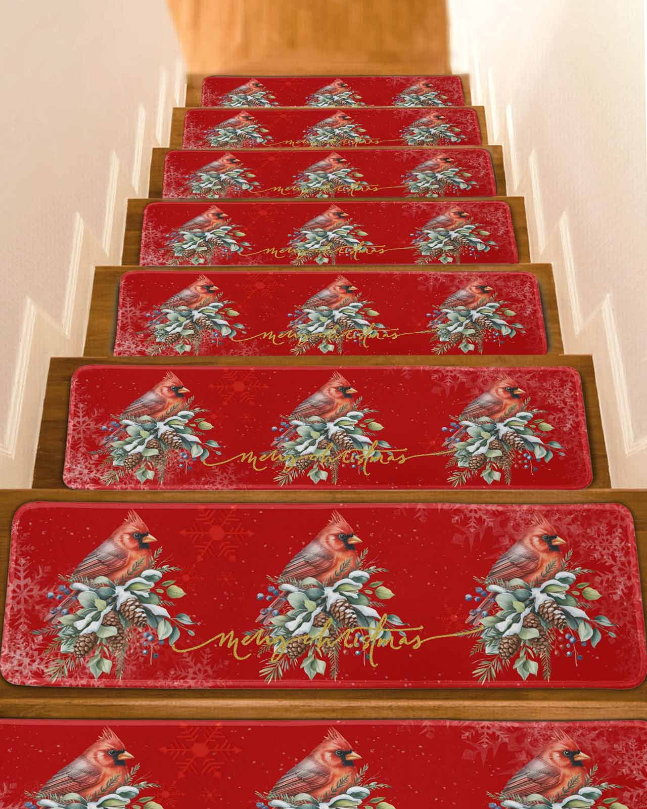 Christmas Stair Treads for Wooden Steps Indoor Runner Rug Carpet ...