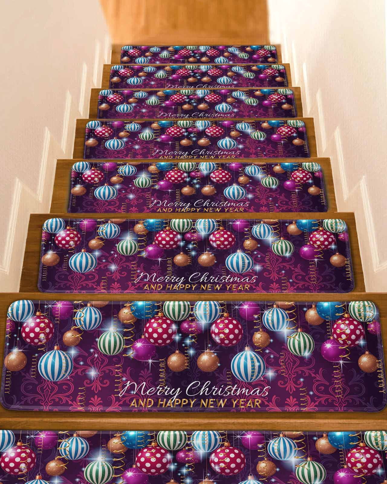 Christmas Stair Treads for Wooden Steps Indoor Runner Rug Carpet, Xmas ...