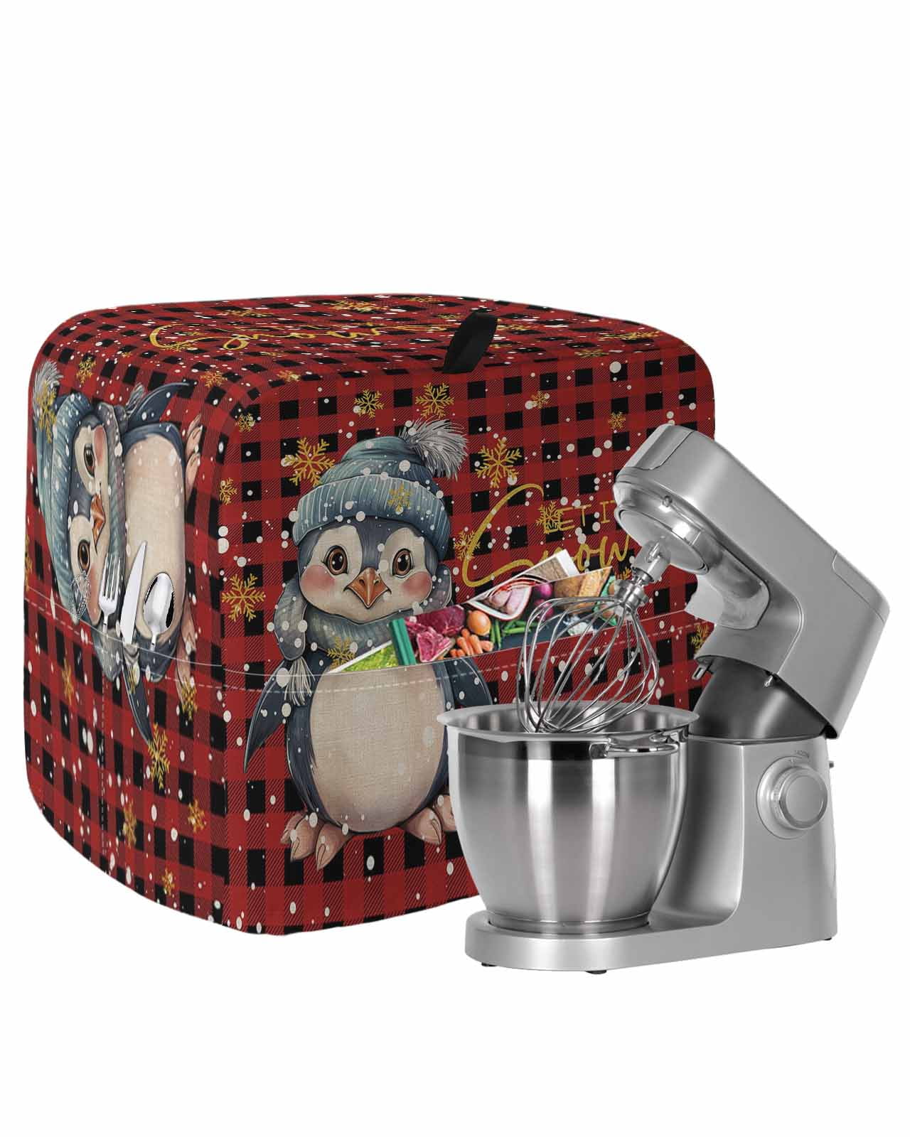Christmas Stand Mixer Dust Cover with Storage Pocket & Handles,Red ...