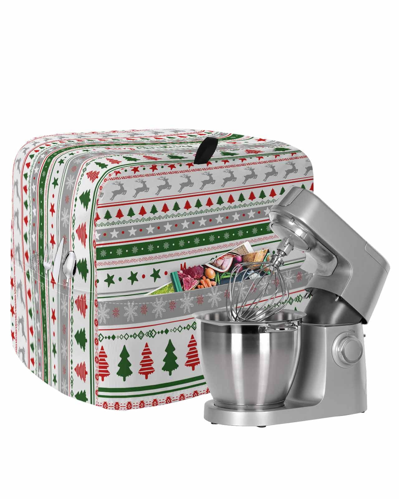 Christmas Stand Mixer Dust Cover with Storage Pocket & Handles, Red ...