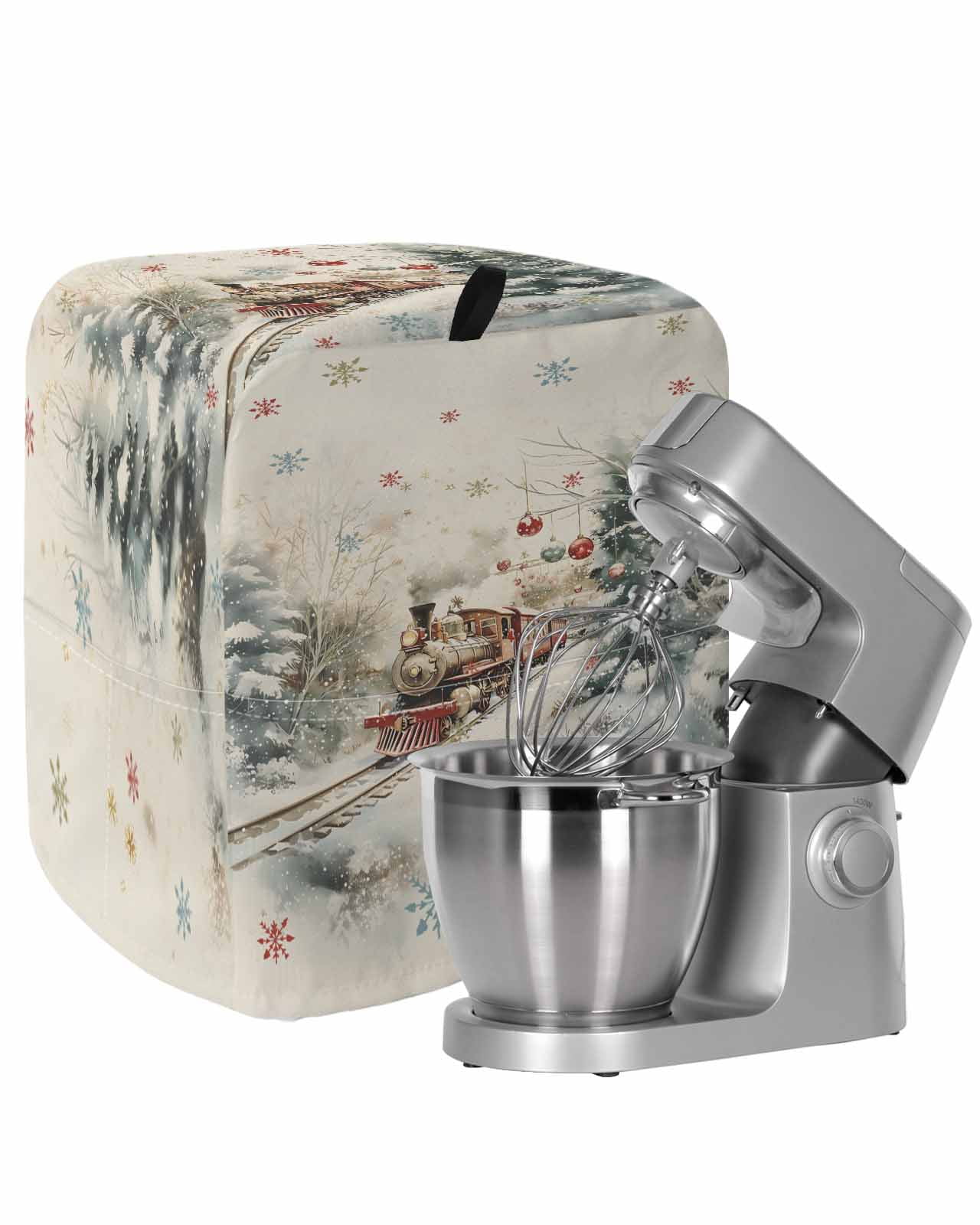 Christmas Stand Mixer Dust Cover with Storage Pocket & Handles, Train ...