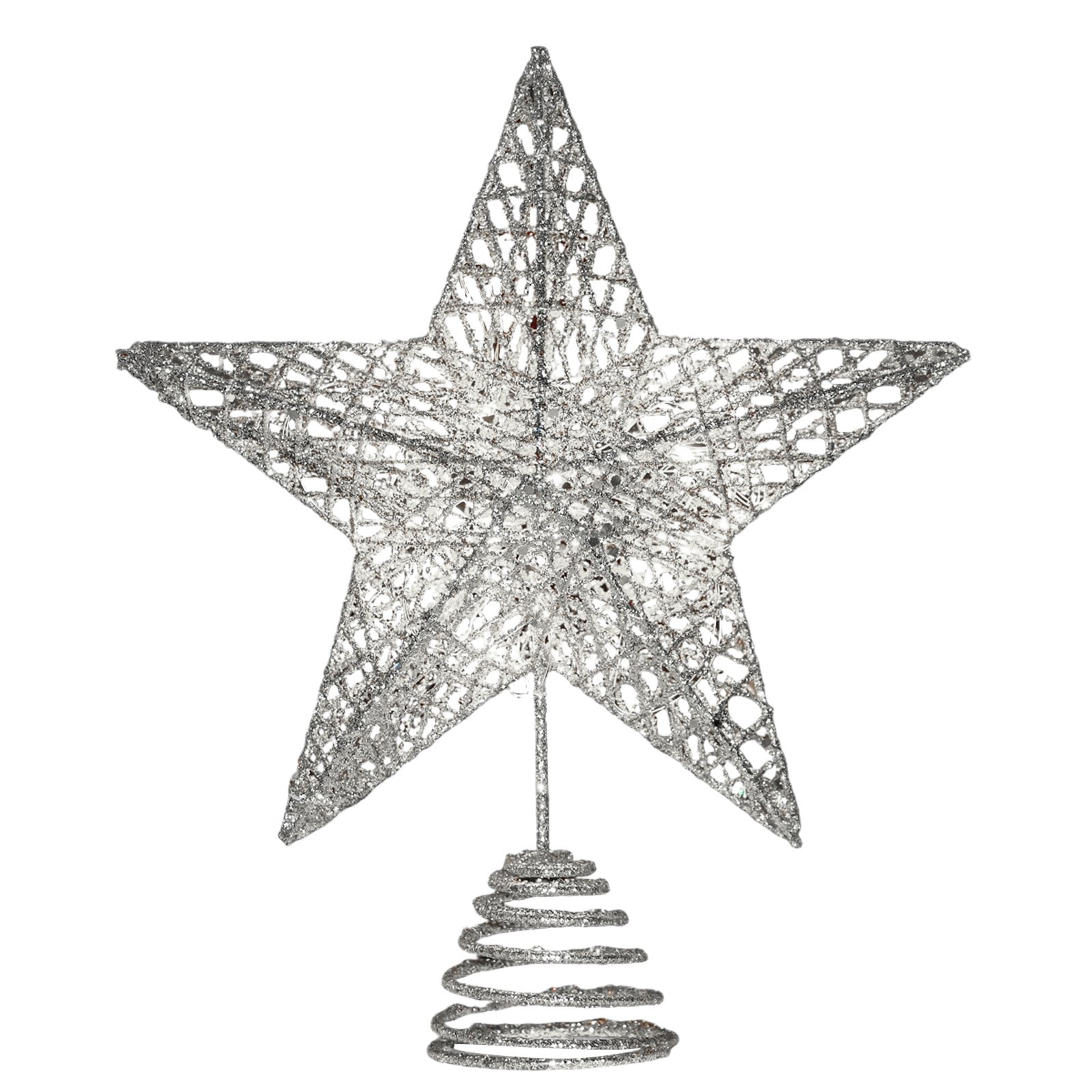 Christmas Star Christmas Tree Topper Glitter Silver Star Tree Toppers ...