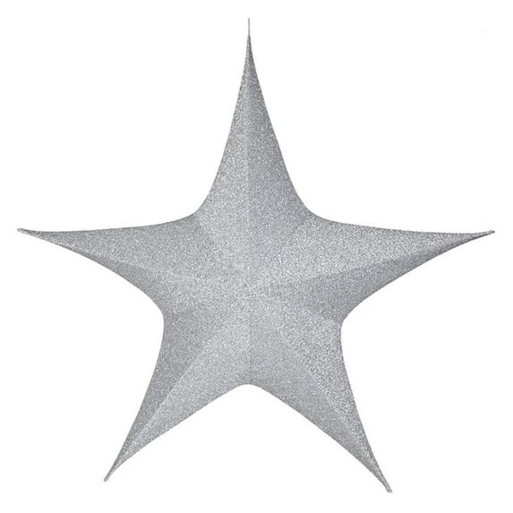 Christmas Star Decoration 60 Inch Silver - Metallic Mesh Hanging Star ...