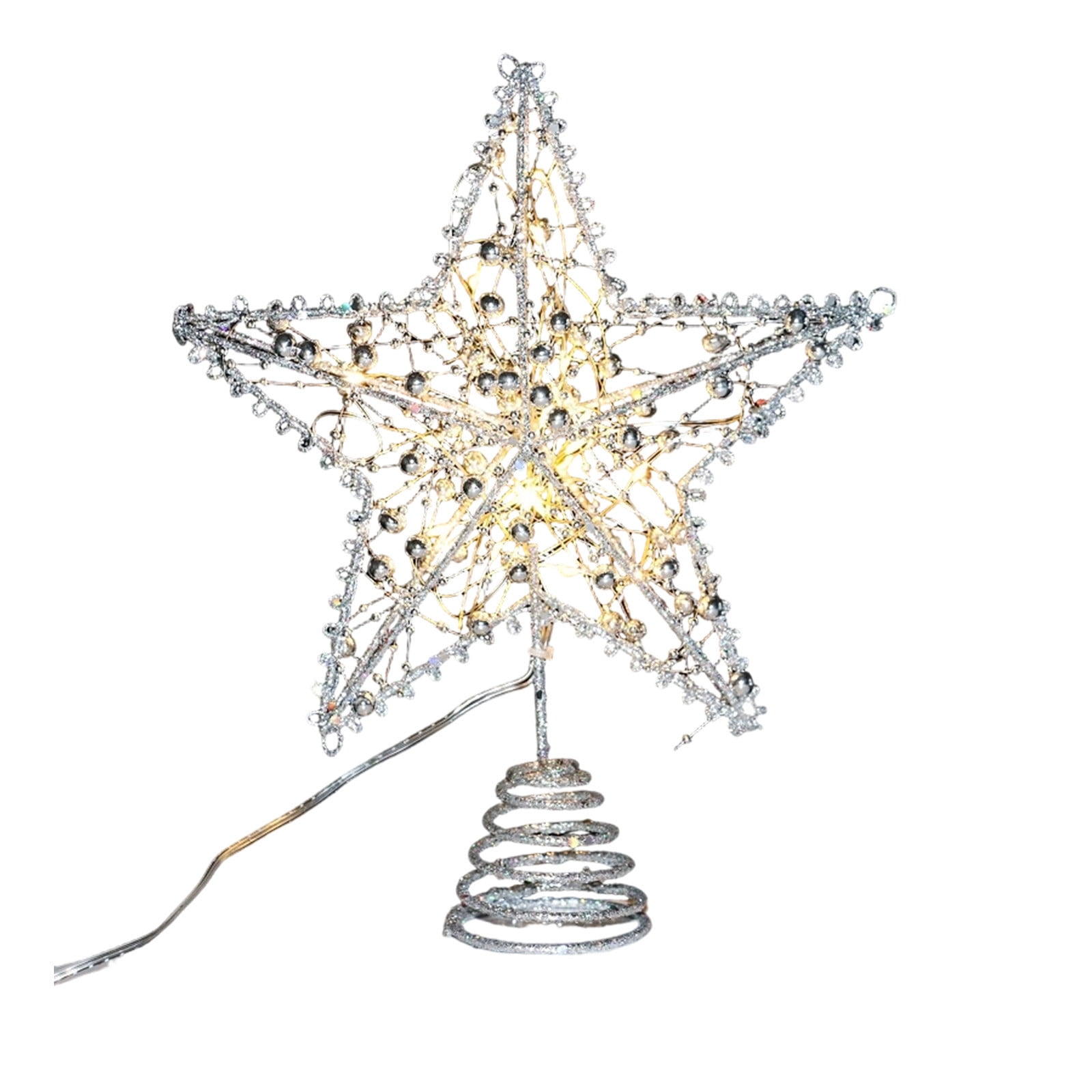 Christmas Star Tree Topper Lighted LED Rotating 3D Hollowed Pentagram ...