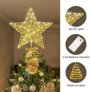 Christmas Star Tree Topper, 9.5In Plug in Sliver Glittered 3D Star Tree ...