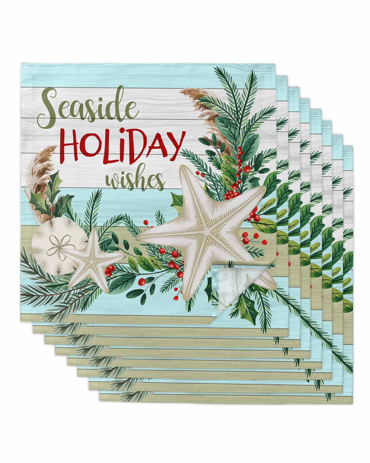 Christmas Starfish Ocean Cloth Napkins Set of 8 Reusable Dinner Napkins ...