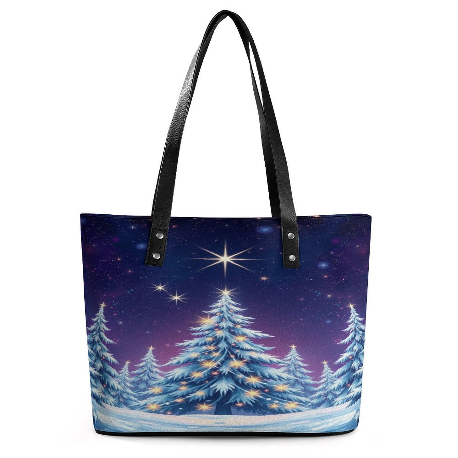 Christmas Starlit Trees Handbag Large Capacity Storage Bag Shoulder Bag ...