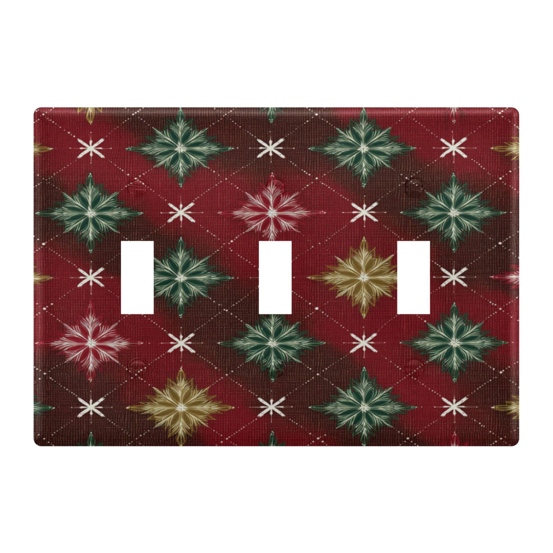 Christmas Stars in Green White Red Yellow Light Switch Cover Electrical ...