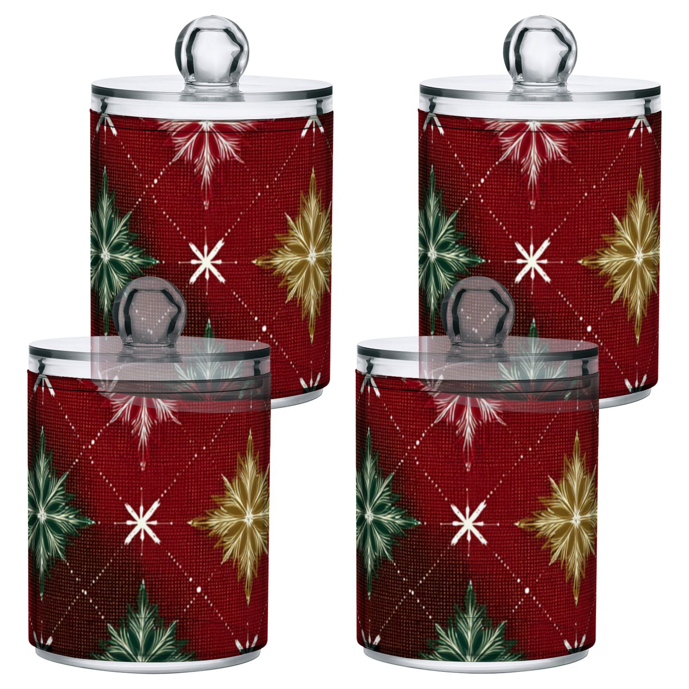 Christmas Stars in Green White Red Yellow Translucent Plastic Cans ...