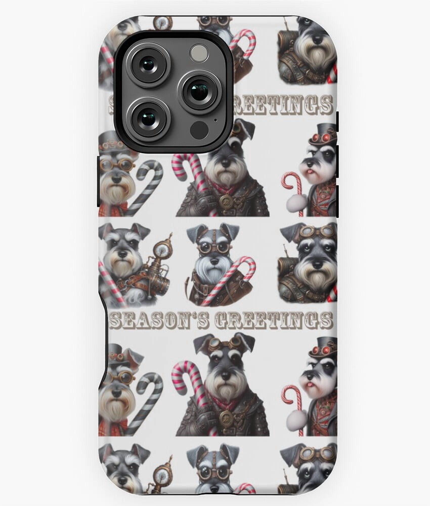 Christmas Steampunk Schnauzers Art Phone Case for iPhone 16 15 14 13 12 ...