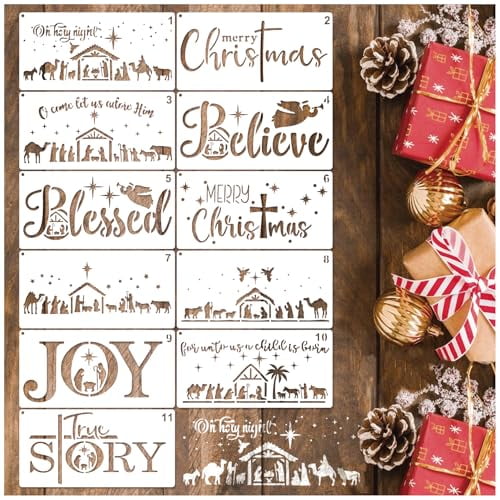 Christmas Stencils for Painting on Wood Reusable Large Nativity Scene ...