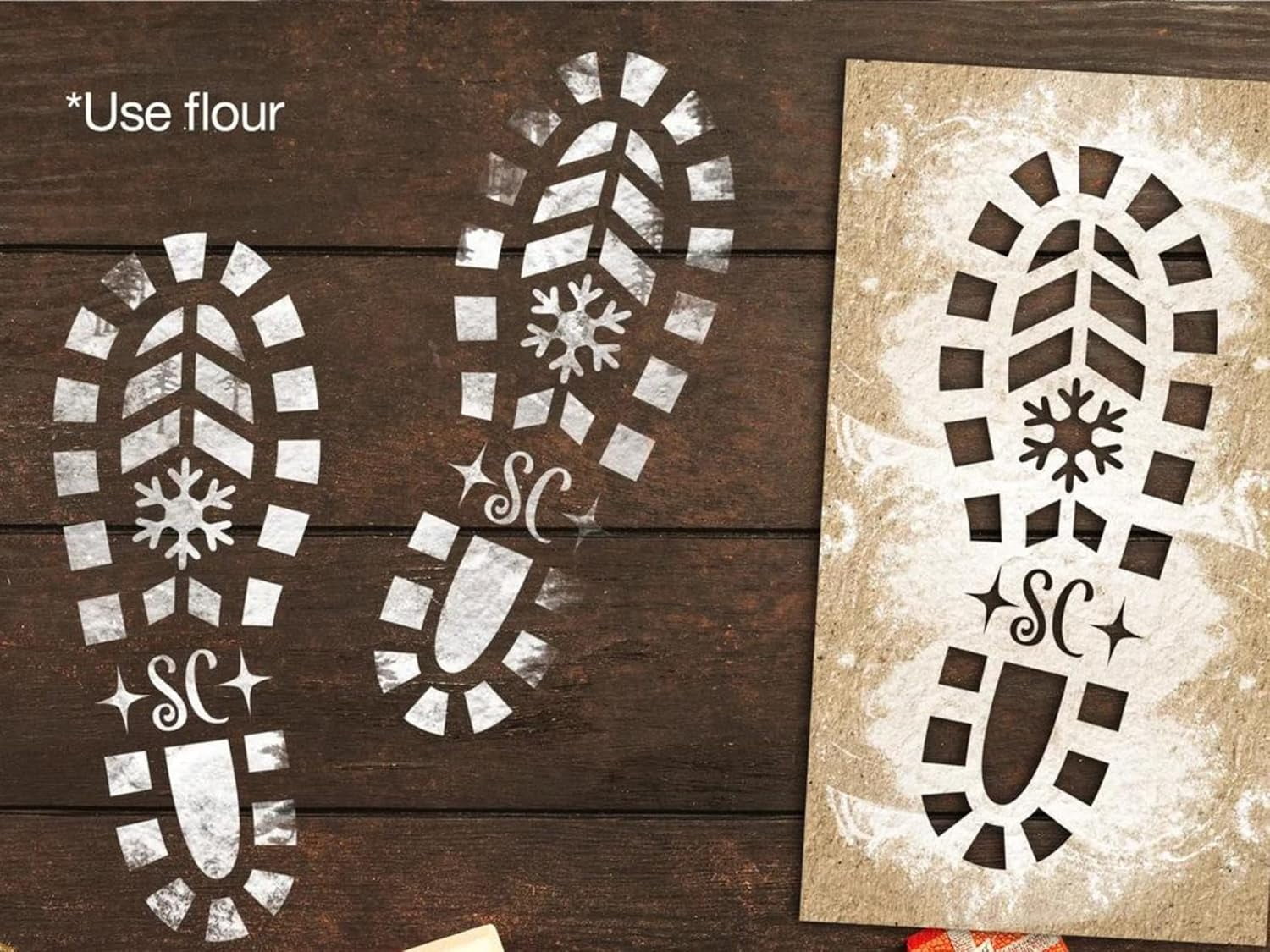 Christmas Stencils for Santa Footprints for Floor, Santa Claus Boot ...