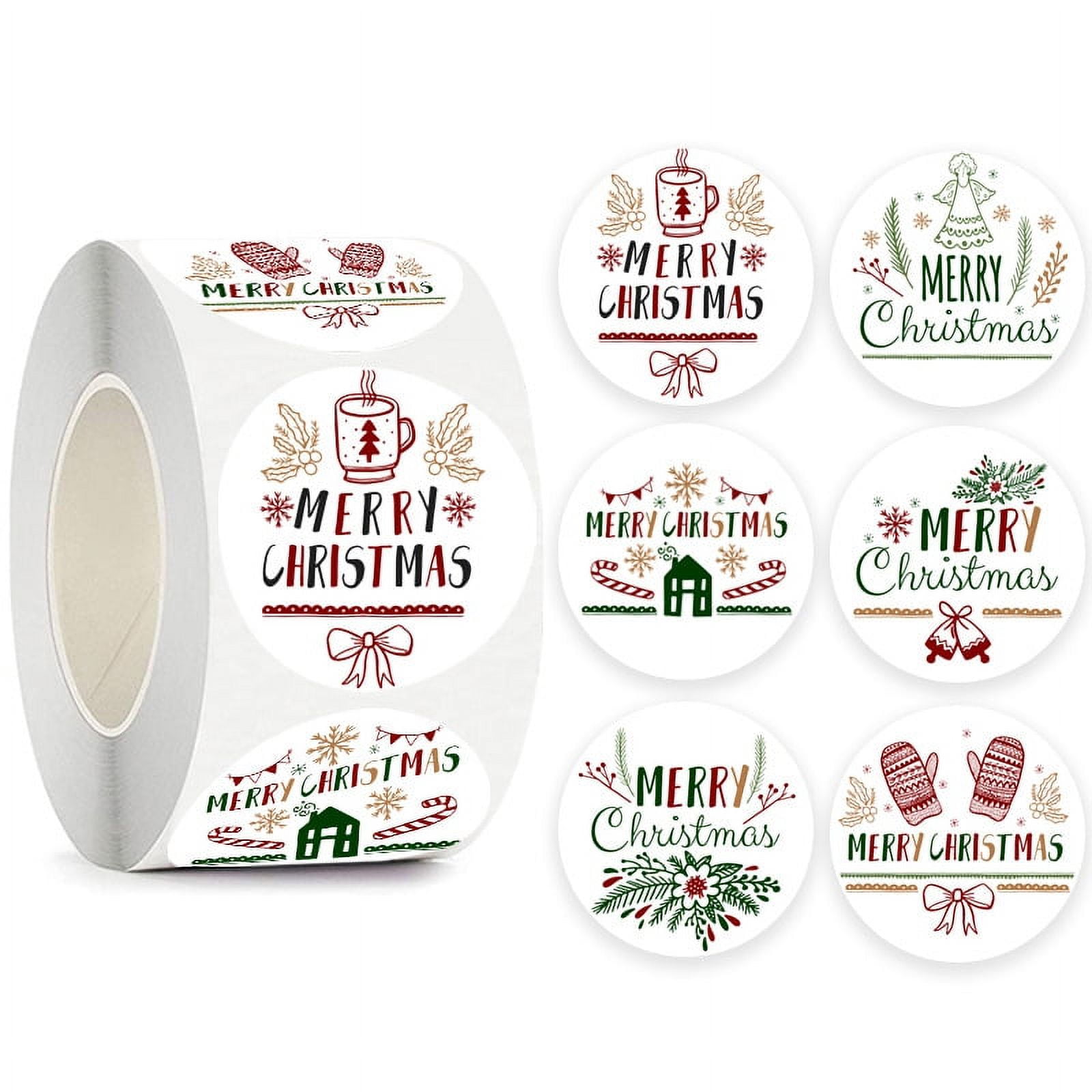 Christmas Stickers, 500 PCS 1” Merry Christmas Labels, Round Roll Self ...