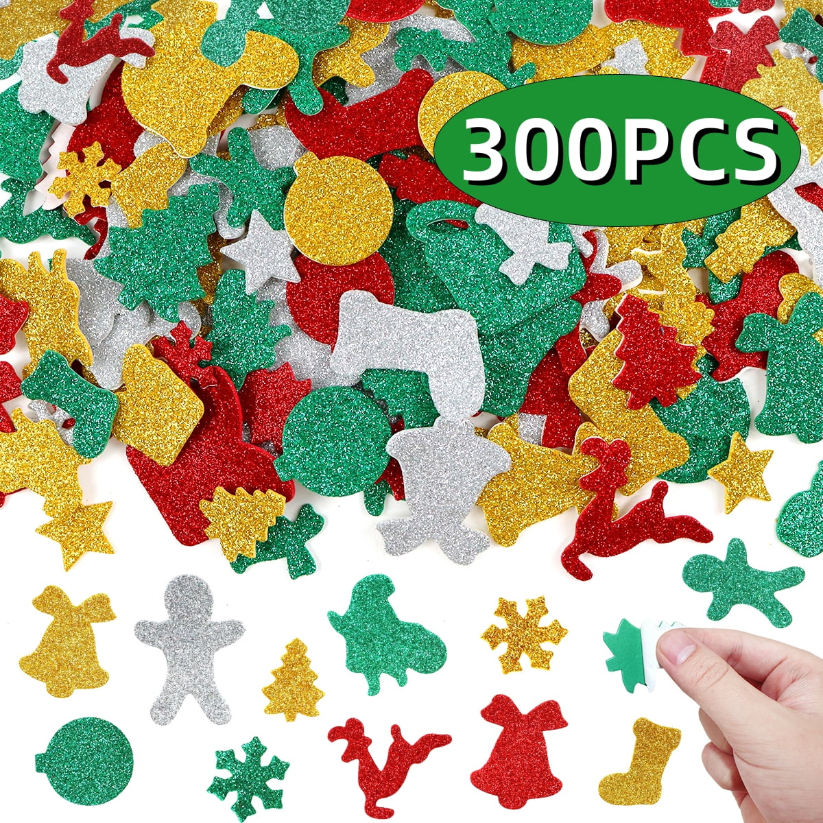 Christmas Stickers for Craft Glitter Self Adhesive Felt Stickers ...