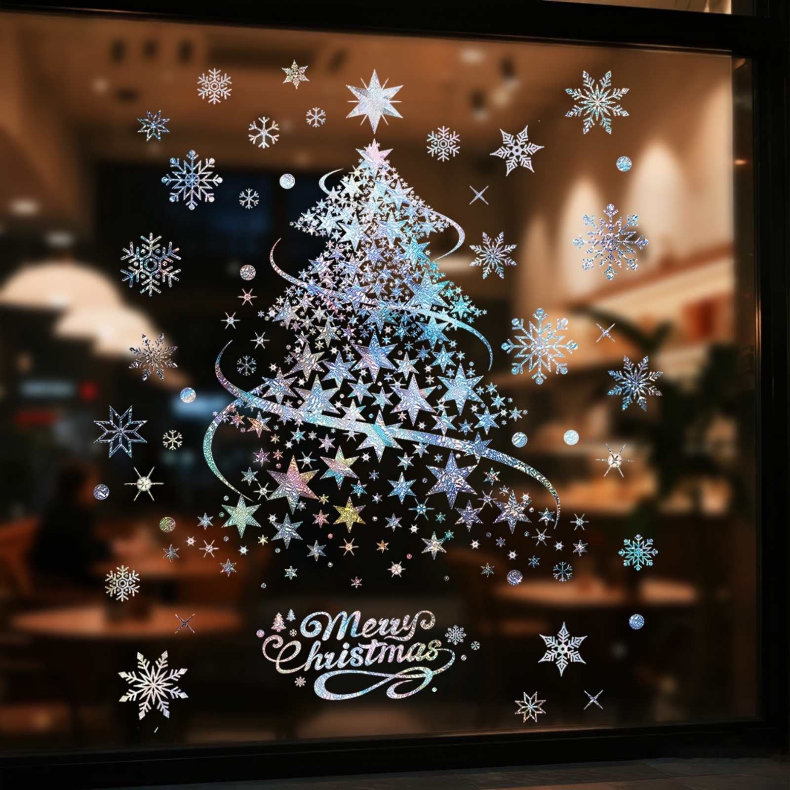 Christmas Stickers Gold and Christmas Tree Bestseller Cling Snowflake ...