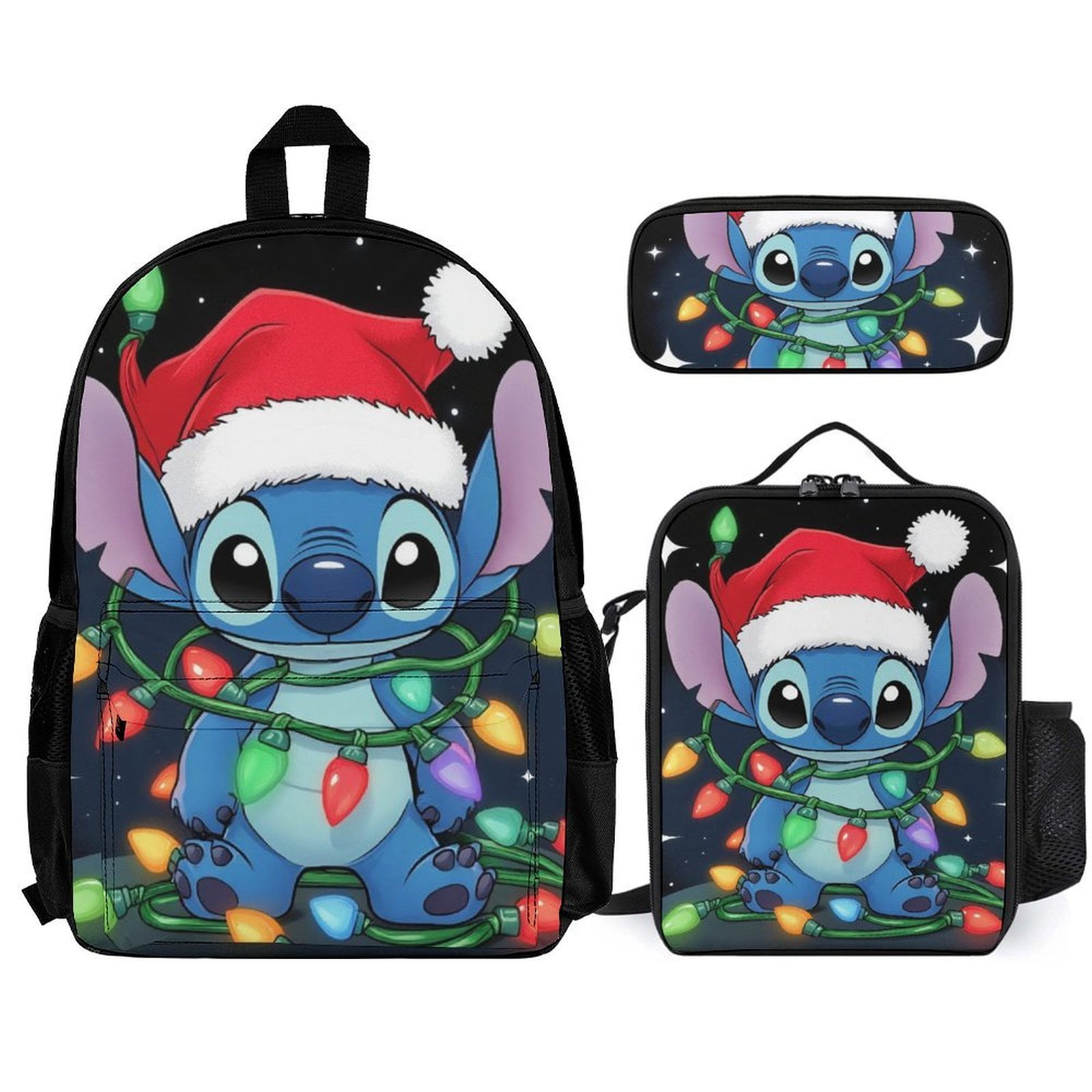 Christmas Stitch Lights Art Backpack 3pcs/set Backpack For Camping With ...