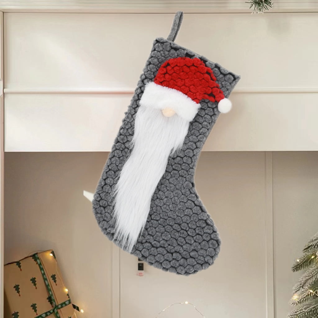 Christmas Stocking 3D Santa Plush Gift Pendant For Christmas Decoration ...