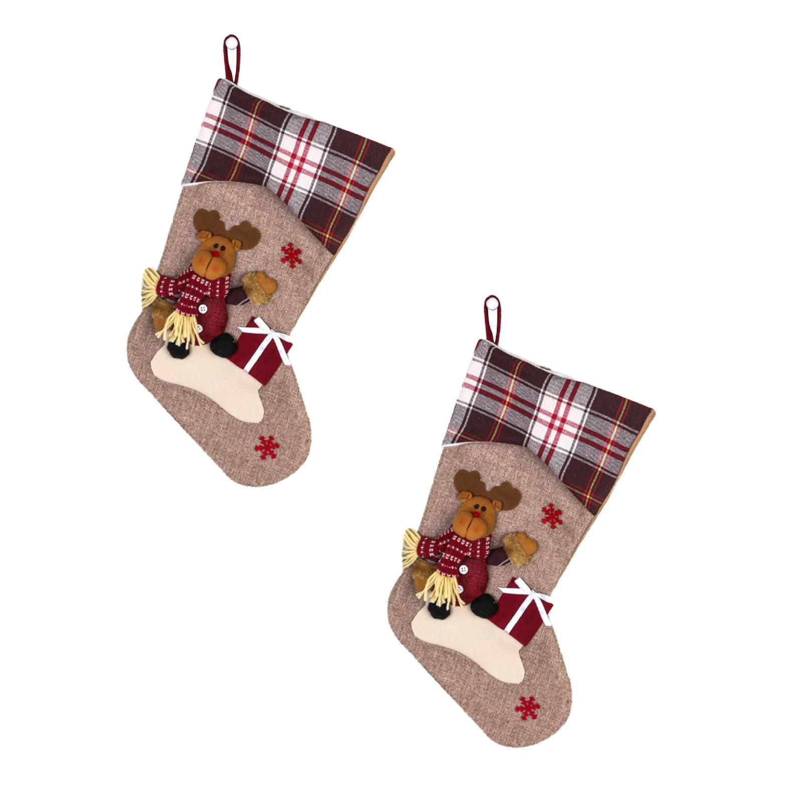 Christmas Stocking Big Xmas Stockings Decoration Santa Snowman Reindeer ...