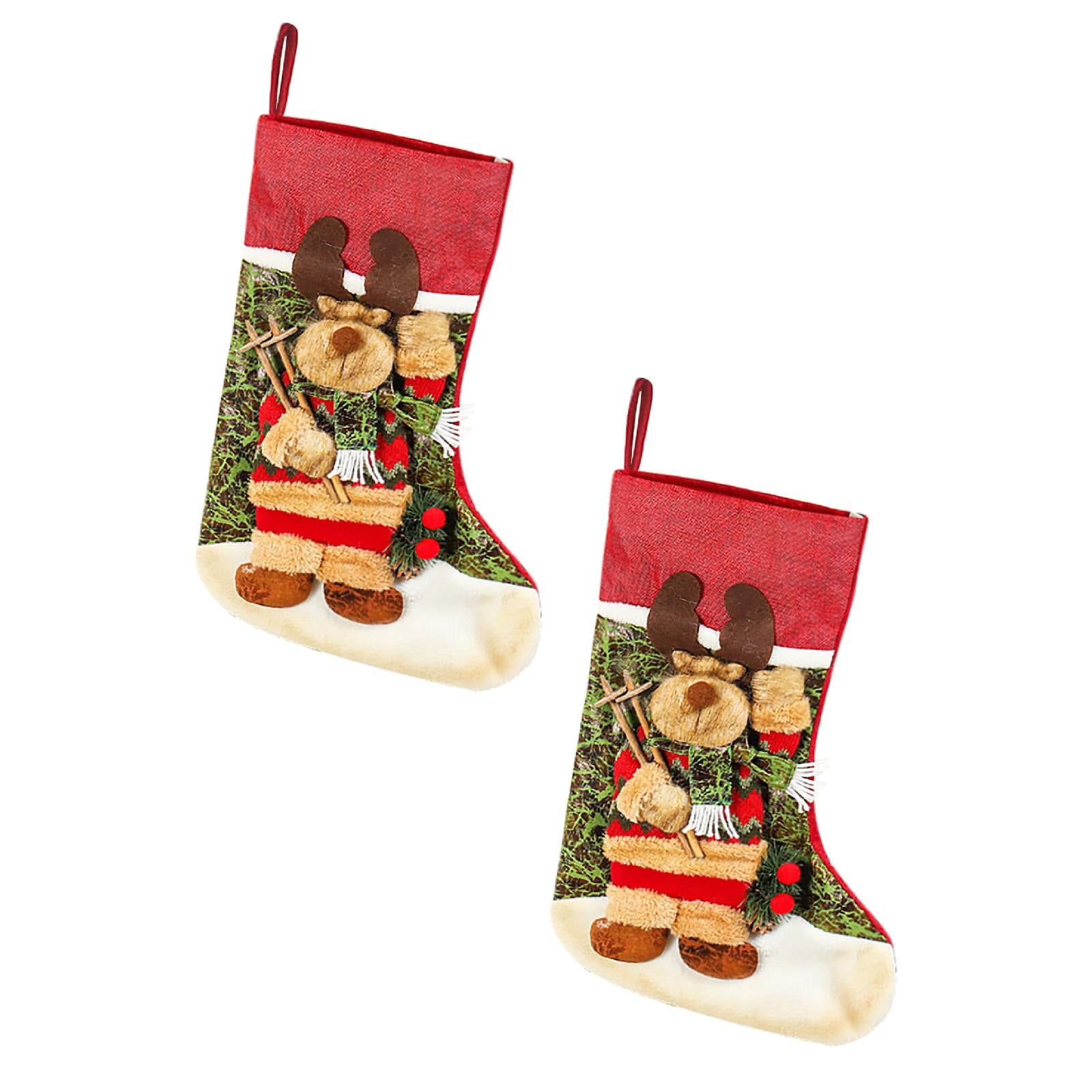 Christmas Stocking Big Xmas Stockings Decoration Santa Snowman Reindeer ...