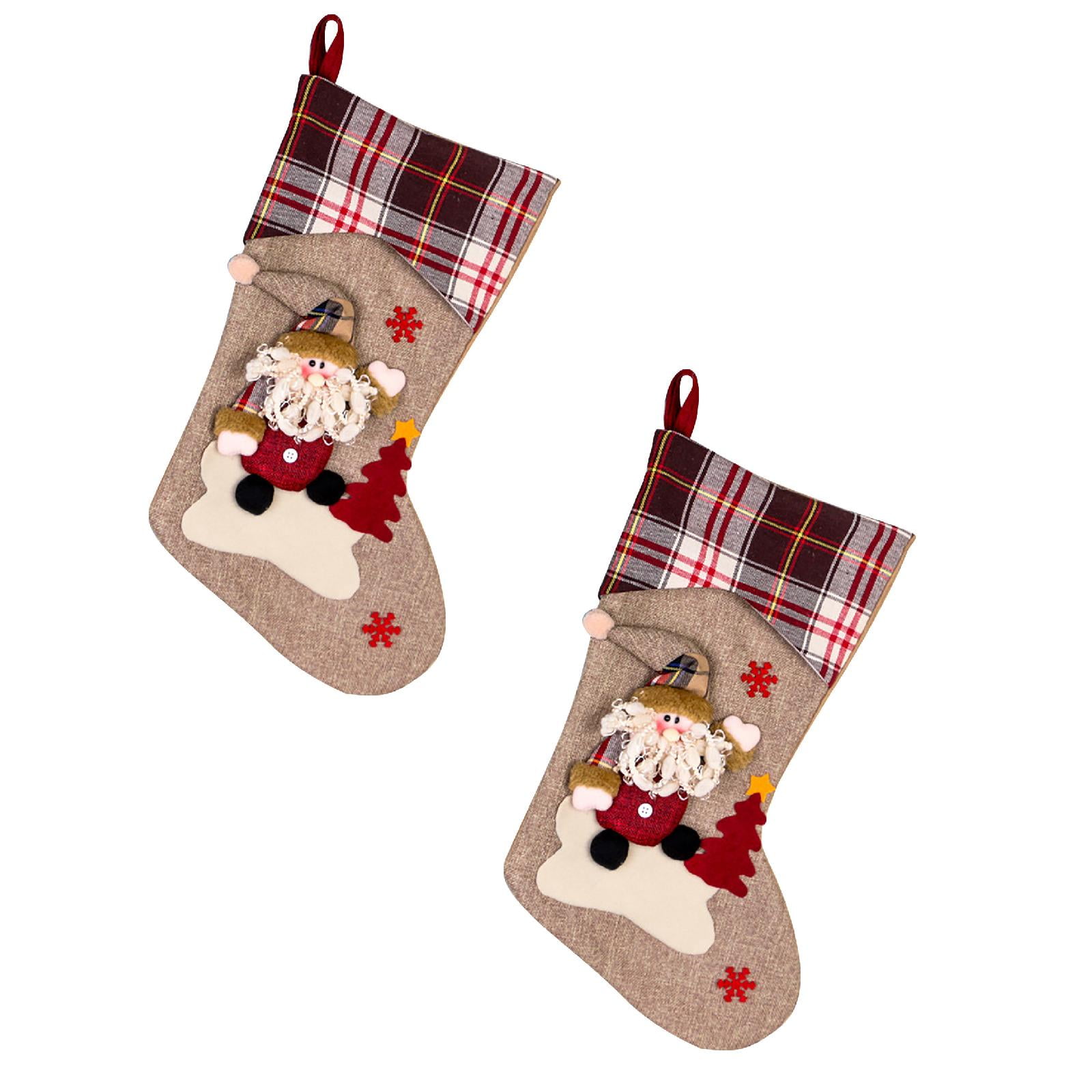 Christmas Stocking Big Xmas Stockings Decoration Santa Snowman Reindeer ...