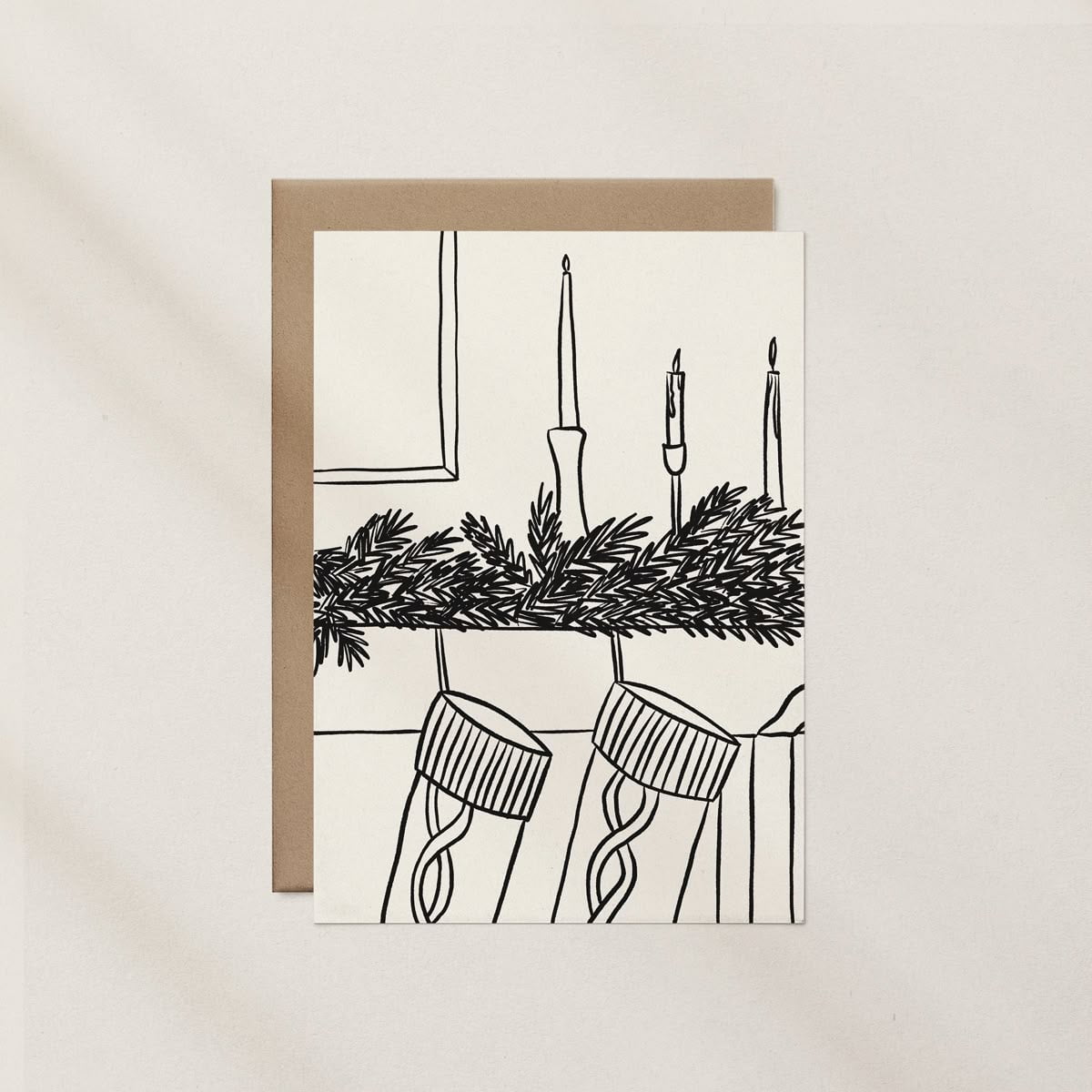 Christmas Stocking Card – Elegant Holiday Greeting Card with Rustic ...
