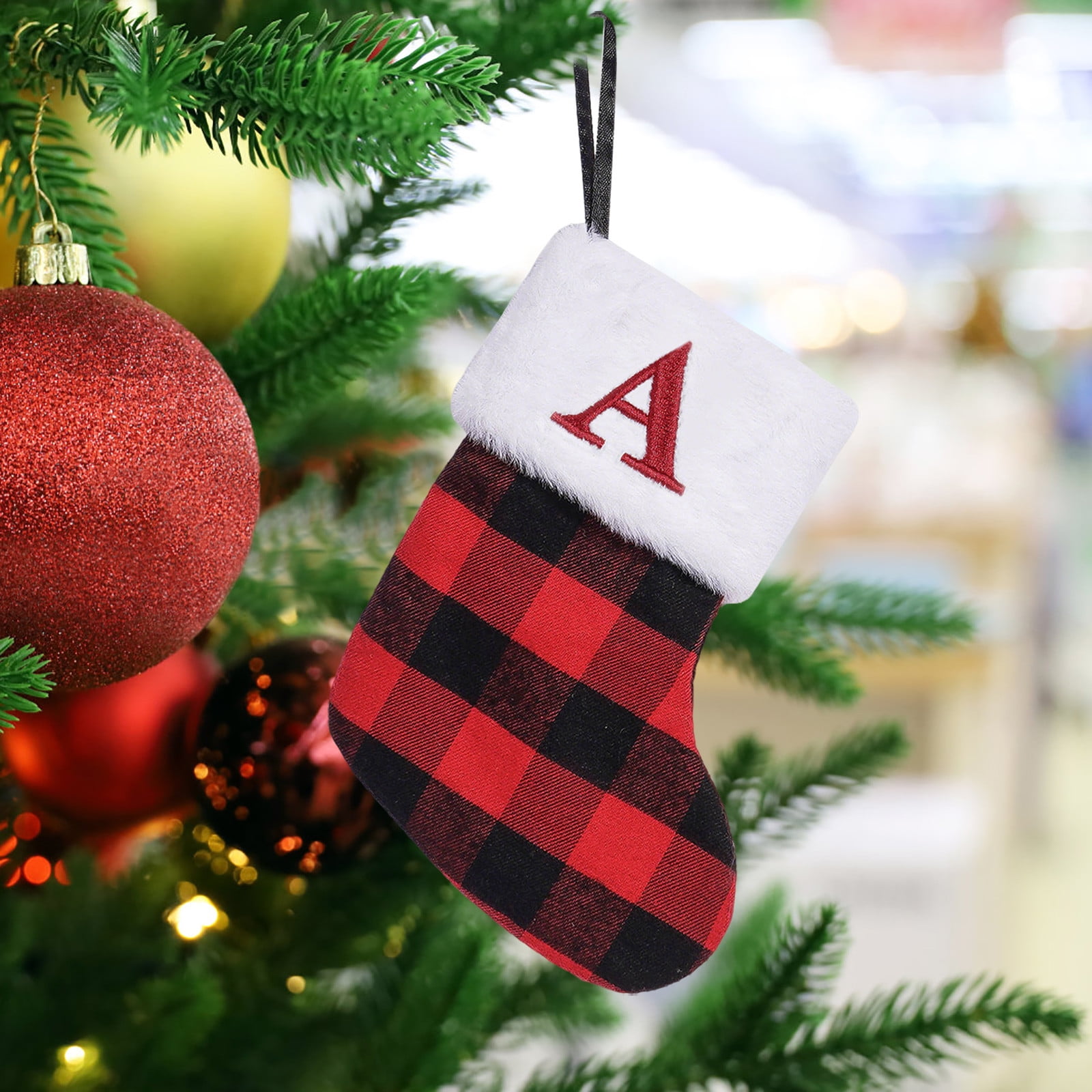 Christmas Stocking Classic Knitted Hosiery,Embroidered Letters with Red ...