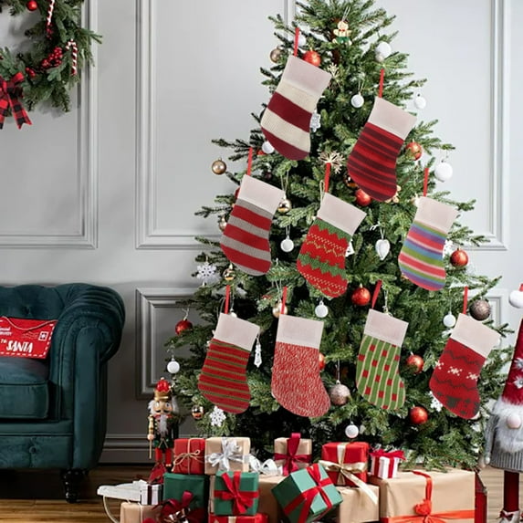 Christmas Stocking Decoration, Colorful Knitted Gift Storage Socks ...