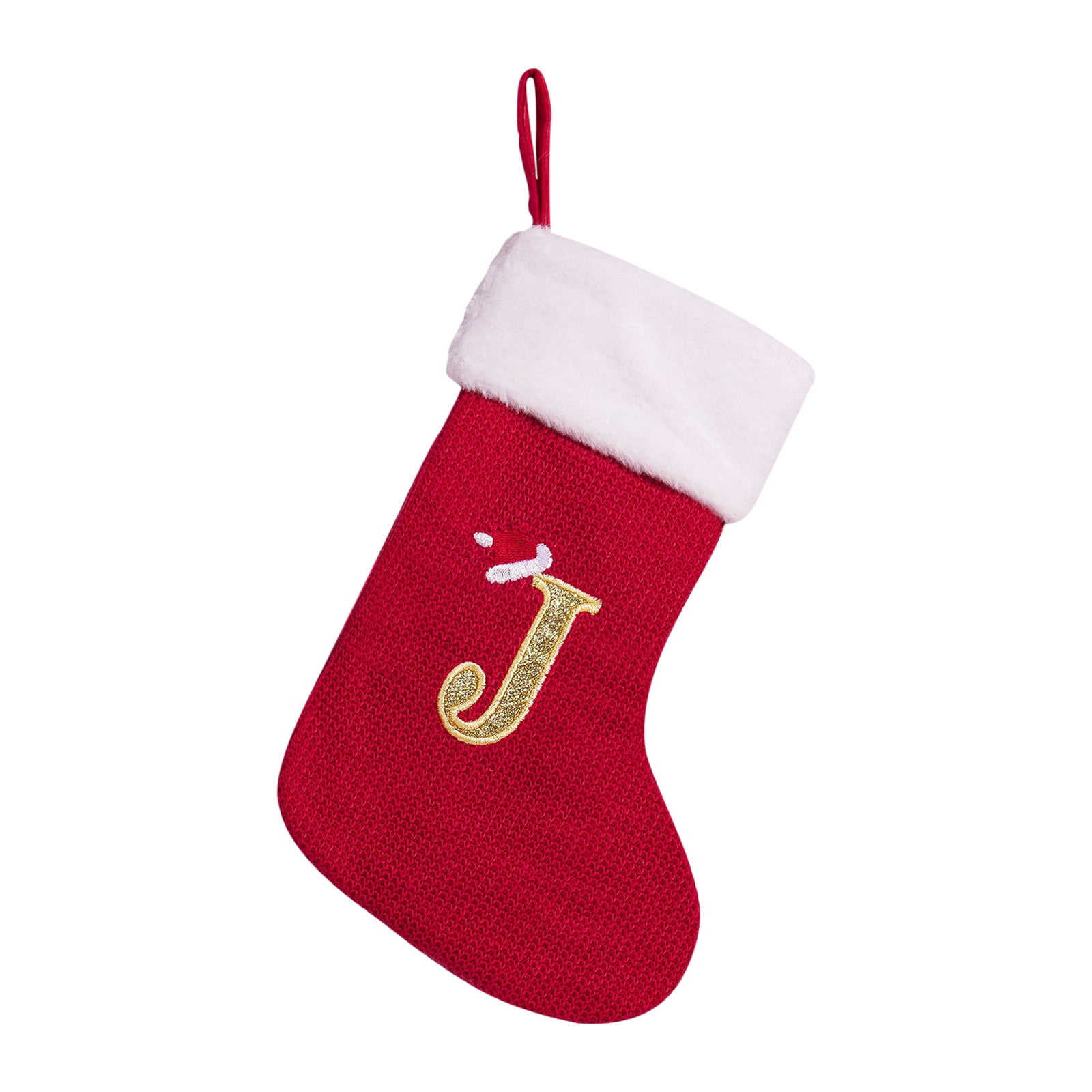 Christmas Stocking Gift Bag, Knitted Wool Hosiery with Embroidered ...
