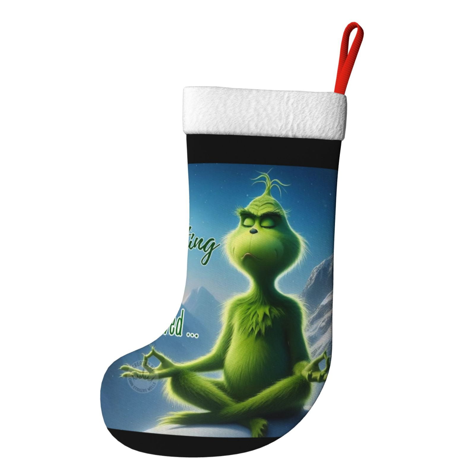 Christmas Stocking Grinch Meditating Xmas Stocking For Tree Holiday ...