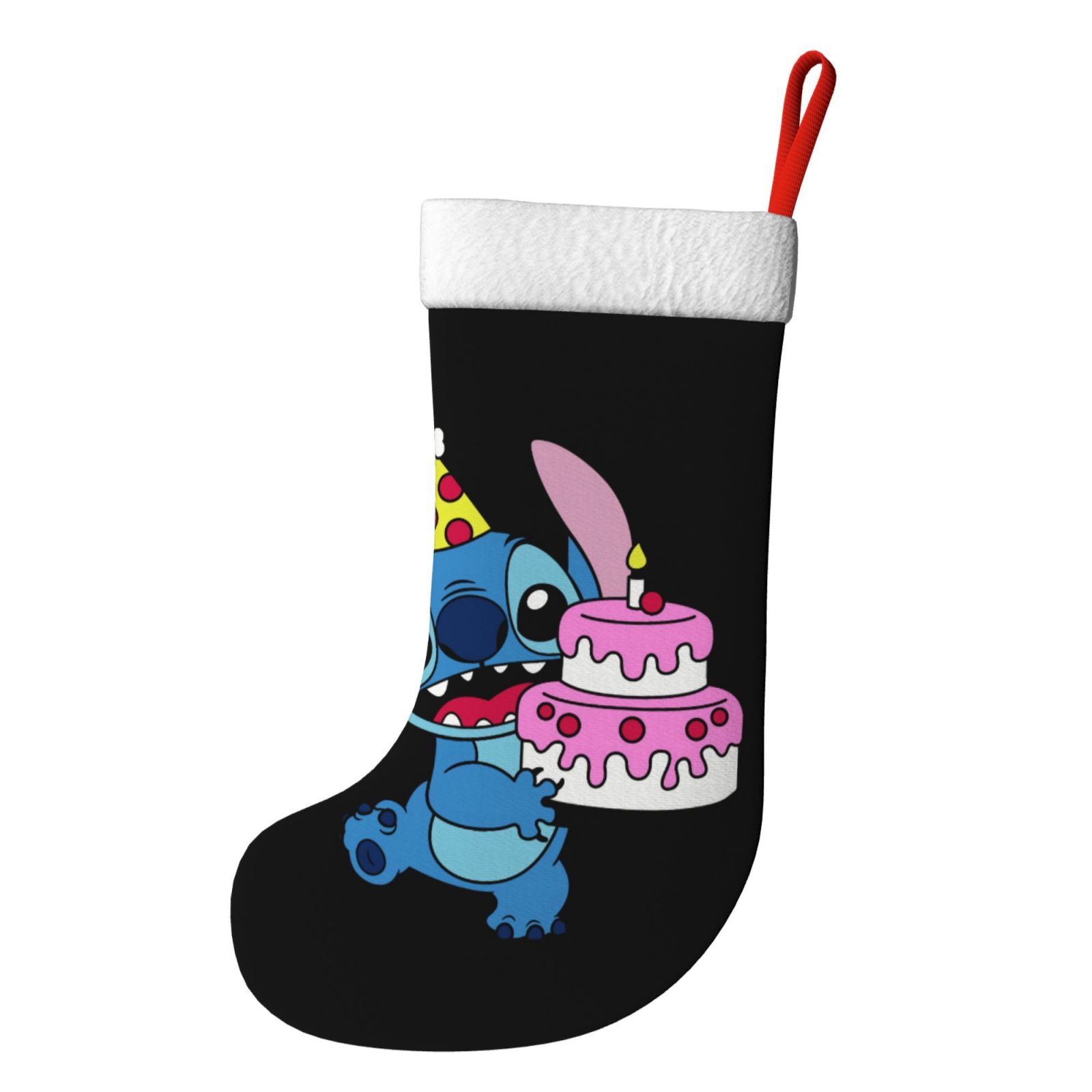Christmas Stocking Happy Birthday Stitch Cake Xmas Stocking For Tree ...
