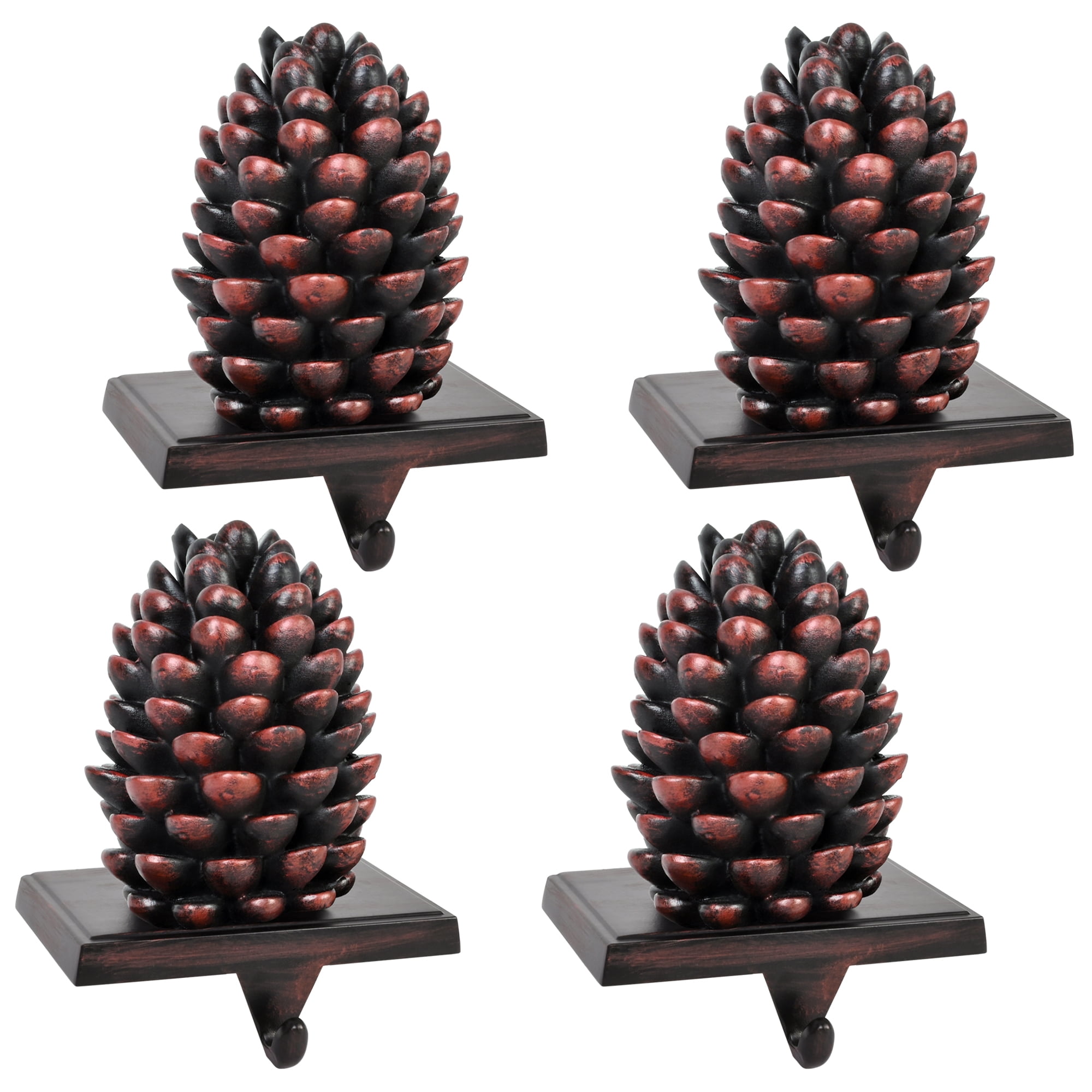 Christmas Stocking Holder Set of 4, Pinecones Christmas Stocking ...