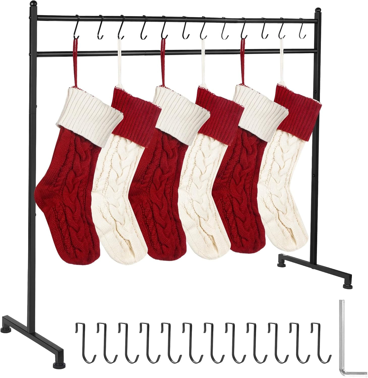 Christmas Stocking Holder Stand with 12 Removable Hooks, Heavy Duty ...
