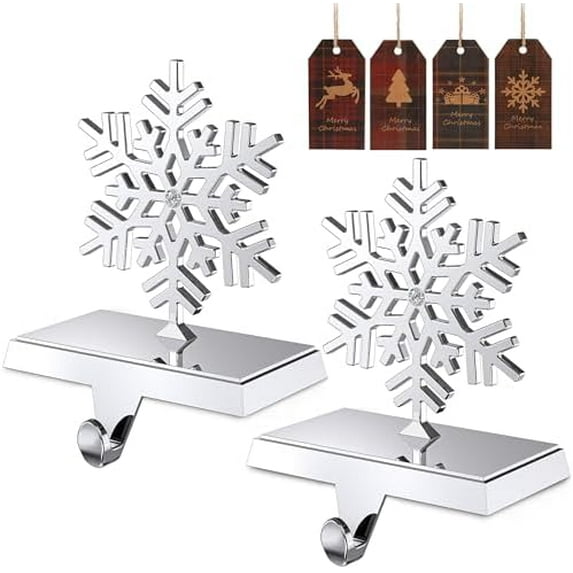 Christmas Stocking Holders for Mantle Set of 2, Snowflake with Diamond ...