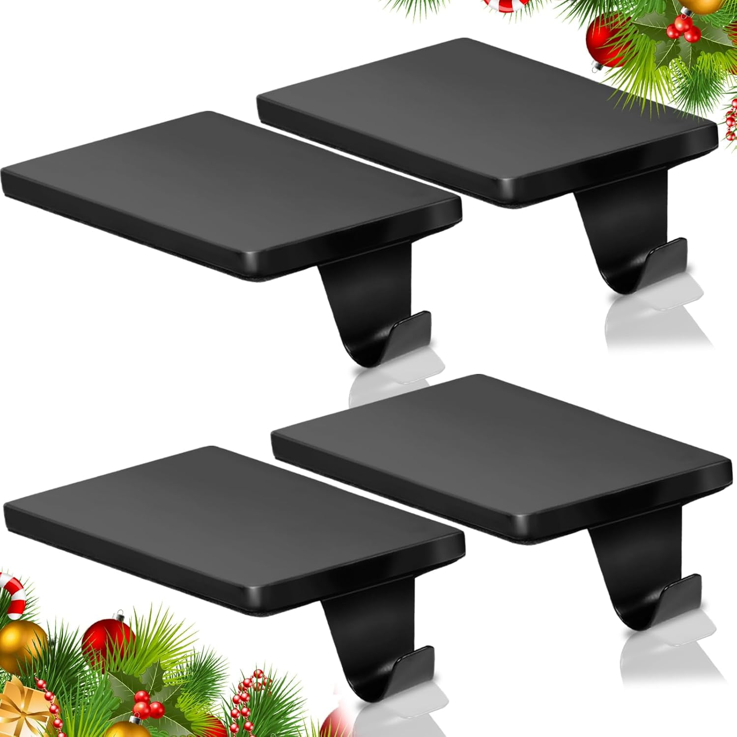 Christmas Stocking Holders for Mantle Set of 4, Black Heavy Duty Iron ...