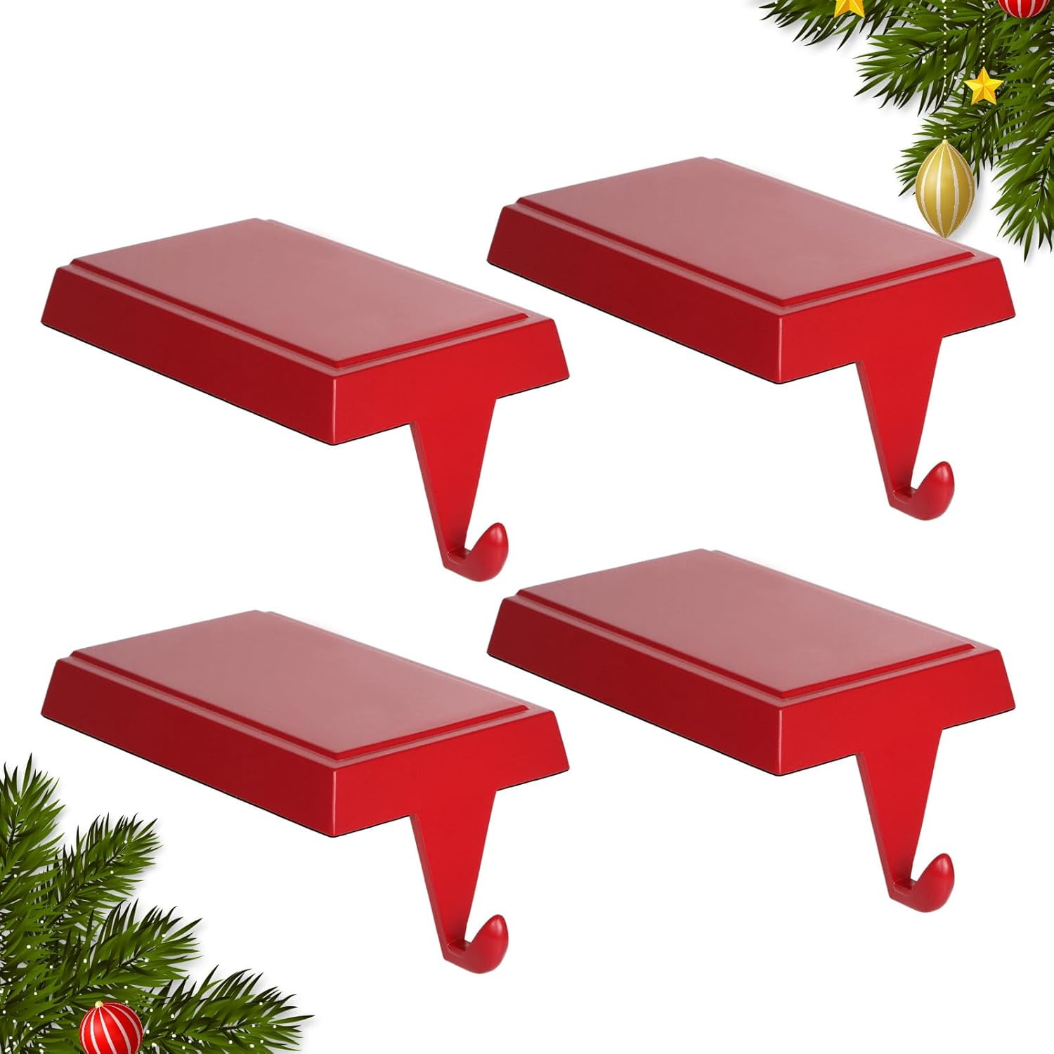 Christmas Stocking Holders for Mantle Set of 4, Heavy Weighted Metal ...