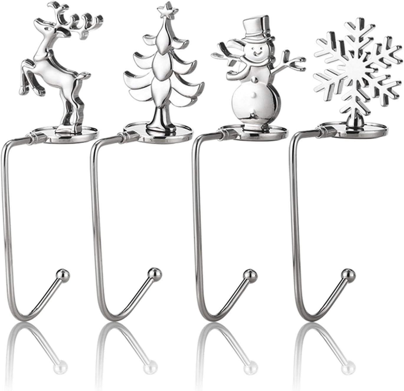 Christmas Stocking Holders for Mantle Set of 4, Silver Snowflake ...