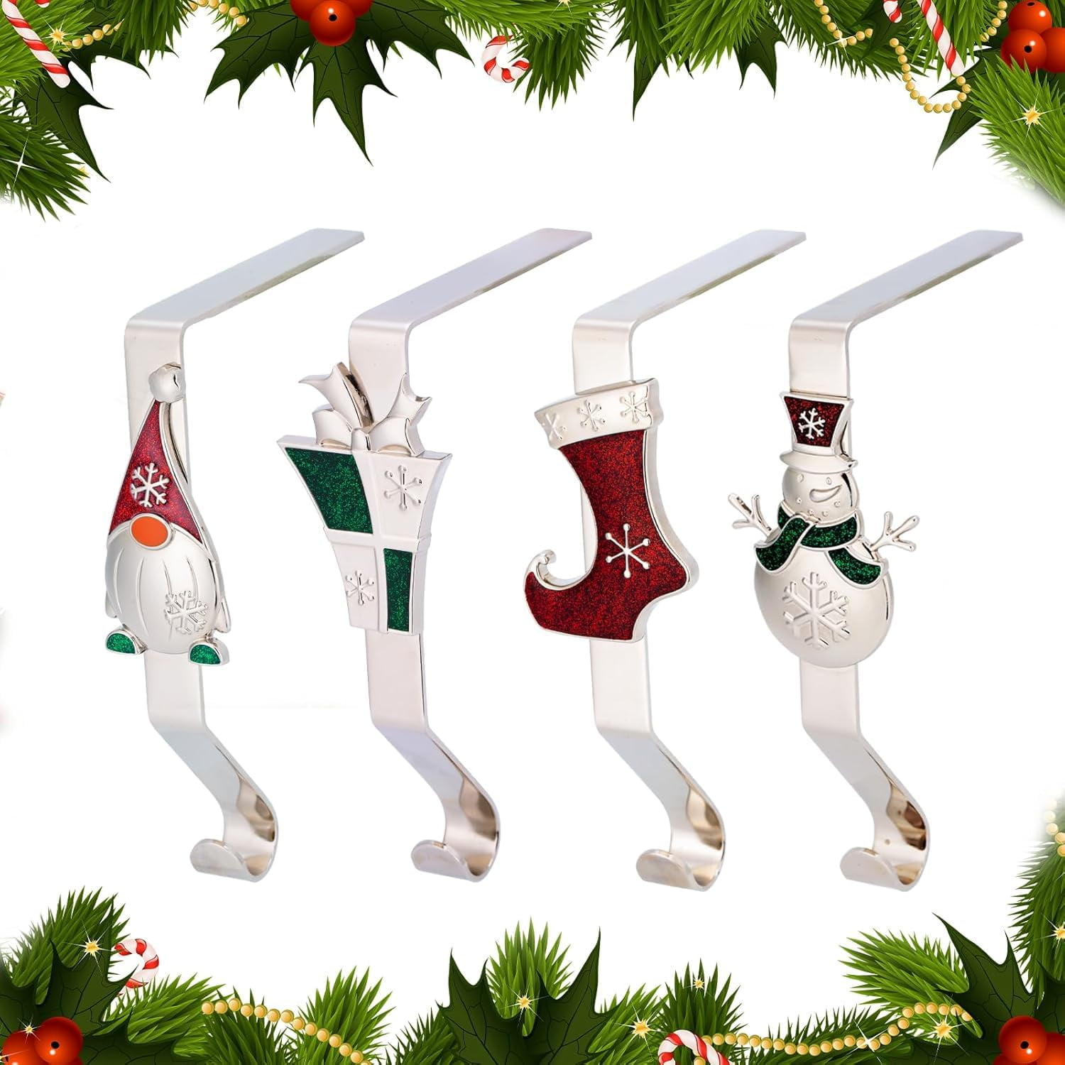 Christmas Stocking Holders for Mantle Set of 4, Snowman Stocking ...