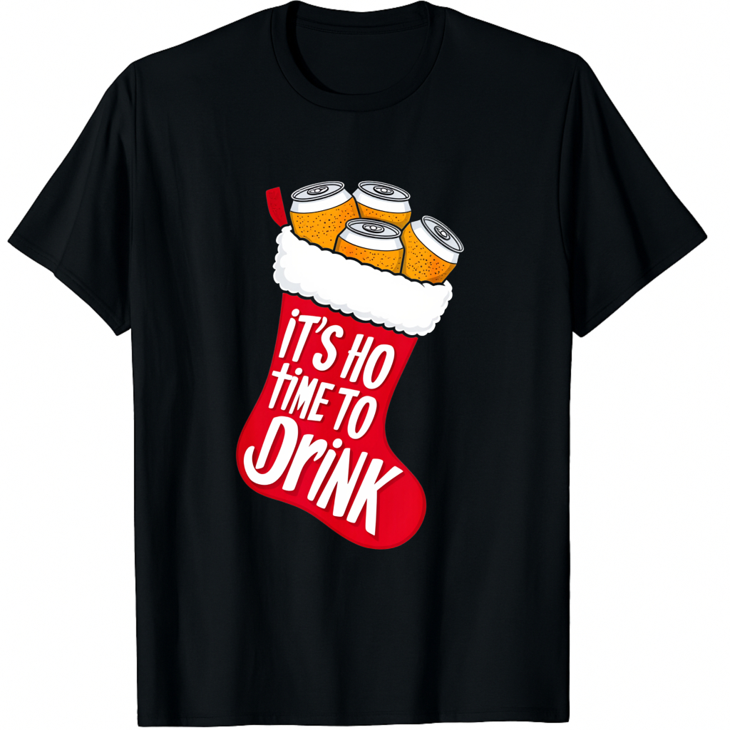 Christmas Stocking It's Ho Time To Drink Beer Cans Pattern Holiday ...