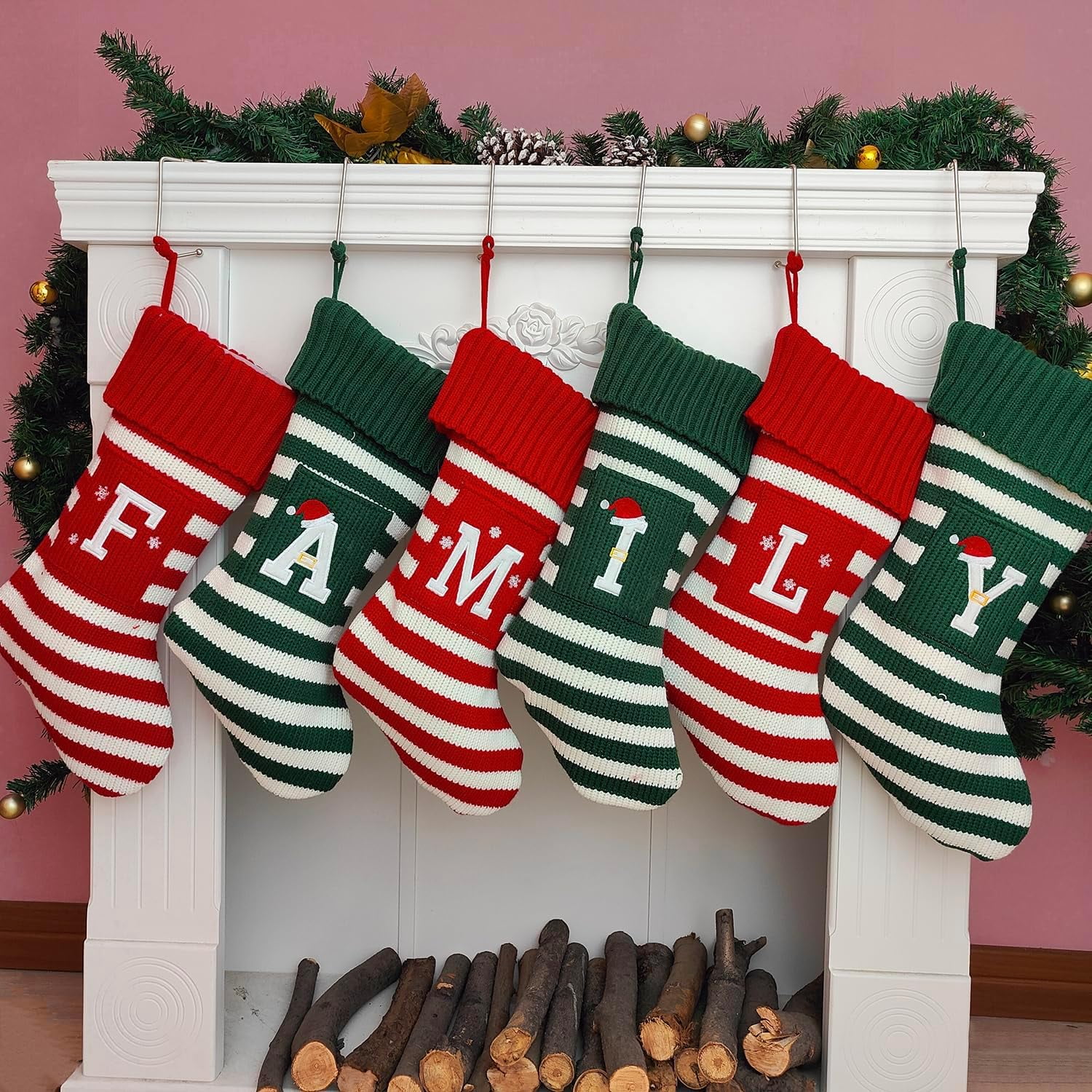 Christmas Stocking Knit Initial Christmas Stockings for Family ...
