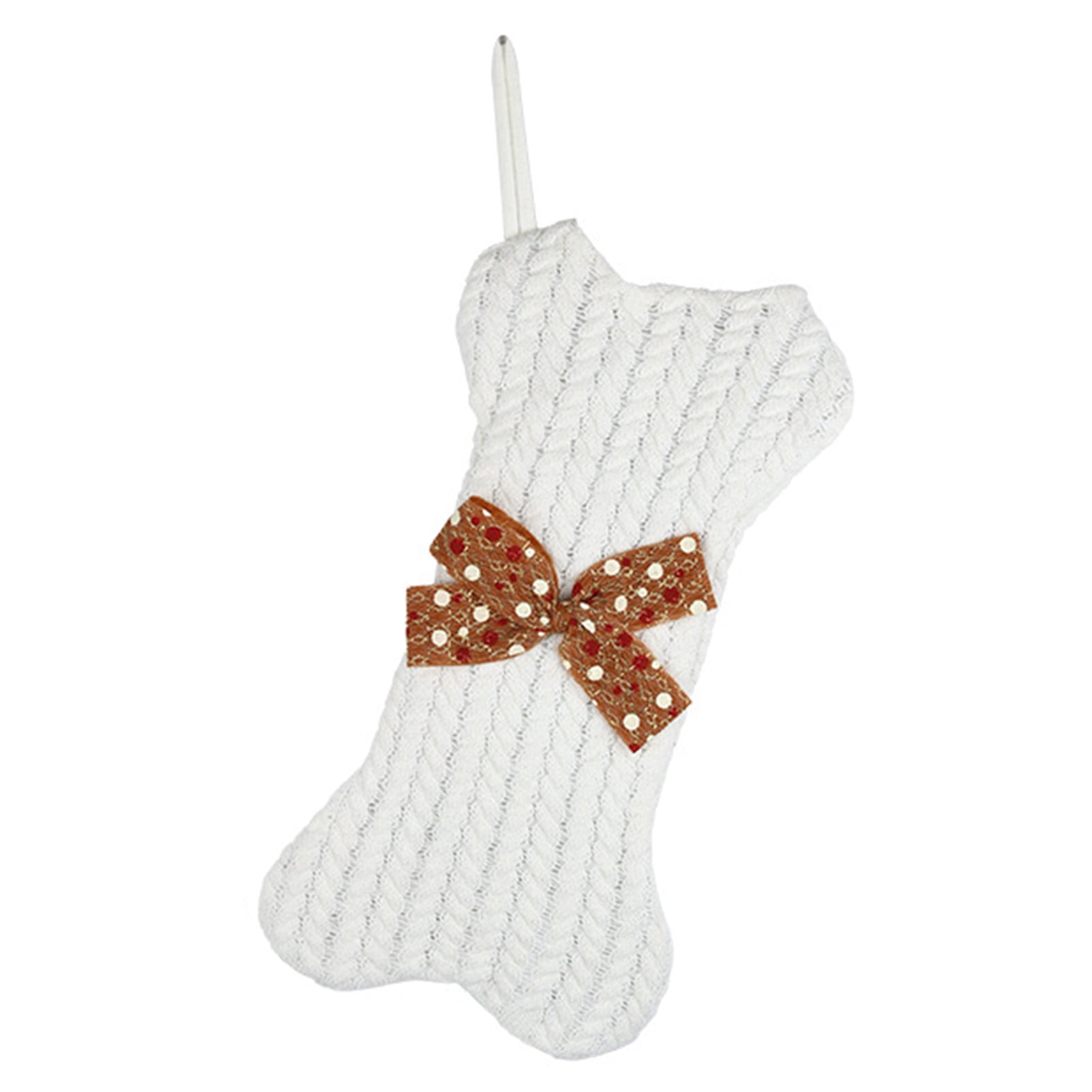 Christmas Stocking Knitted Bone Shape Stocking with Bow Xmas Fireplace ...