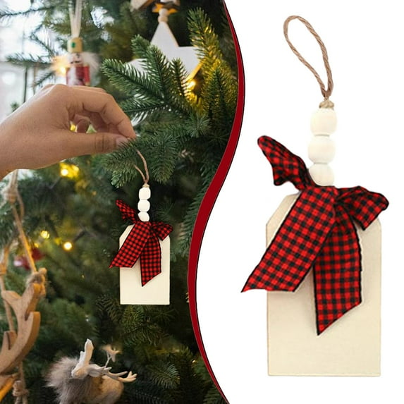 Christmas Stocking Name Tags, Wooden Snowman Hanging Tags with Plaid ...