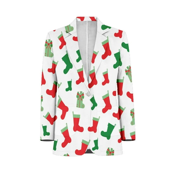 Christmas Stocking Pattern Background Mens Suits Shawl Collar Slim Fit ...