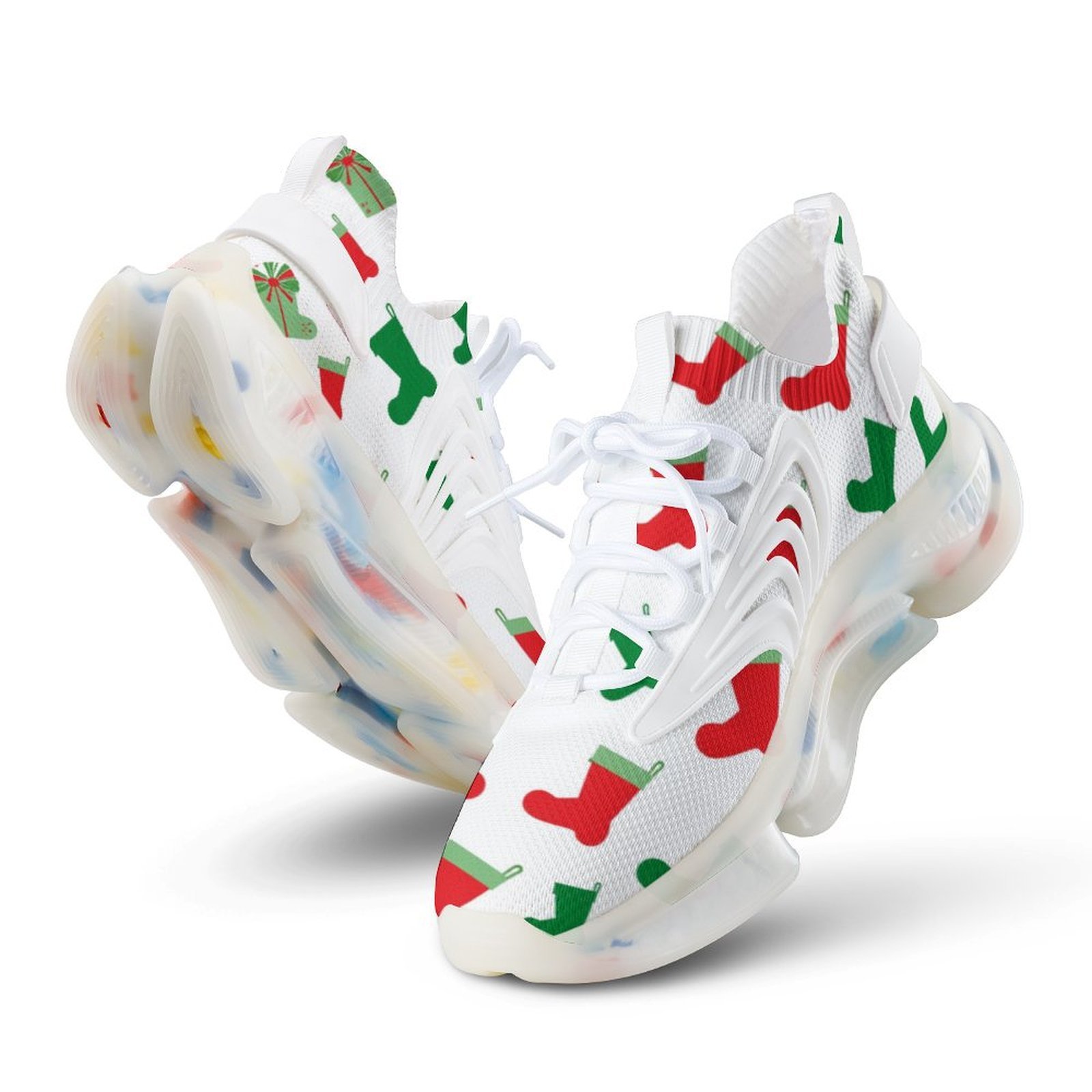 Christmas Stocking Pattern Background Walking Shoes for Men Woman ...