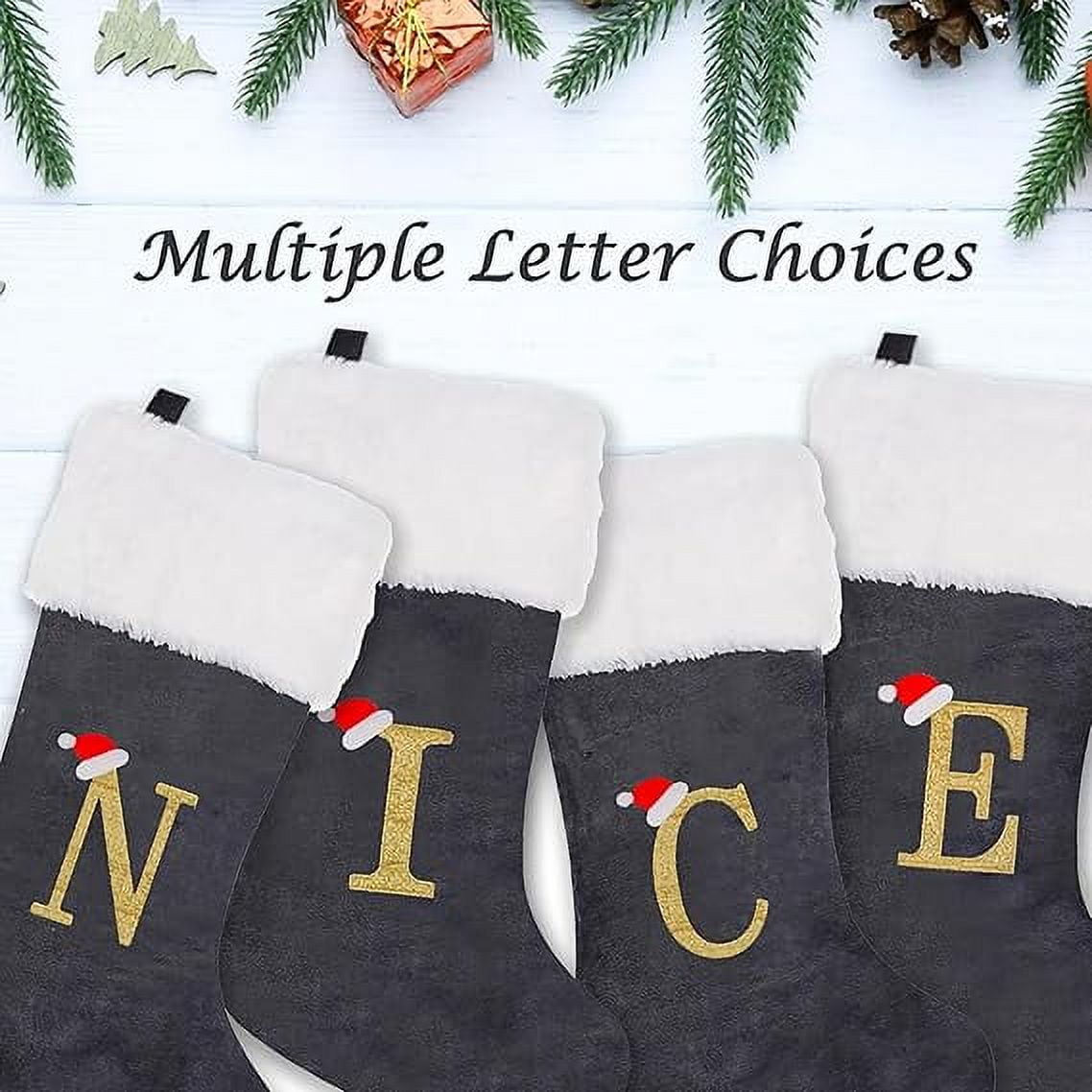 Christmas Stocking Personalized Monogram, 20 Inches Family Initial Xmas ...